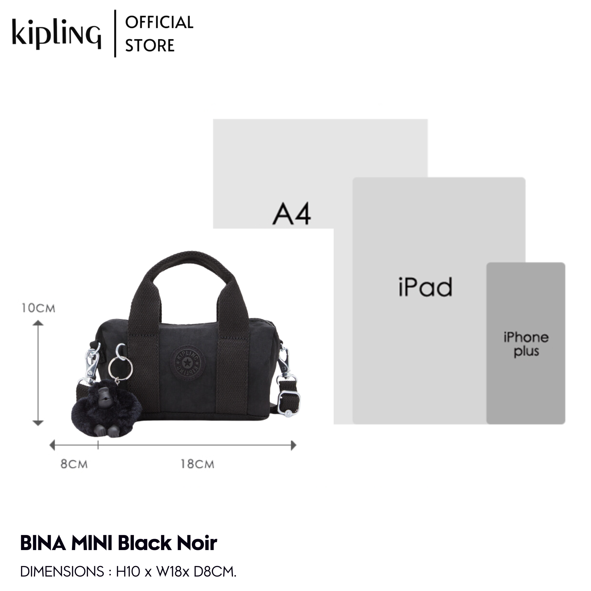 กระเป๋า KIPLING รุ่น BINA MINI สี Black Noir | Shopee Thailand