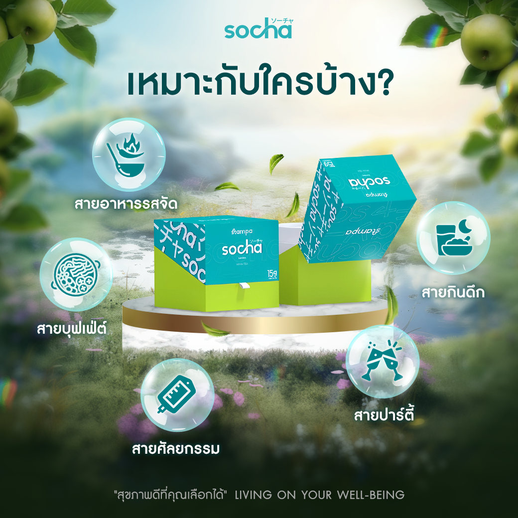 Stampa Socha 1 กล่อง 5 ซอง โซชา ชา 4 สี รสแอปเปิ้ล ชาลดบวม ขับโซเดียม ...