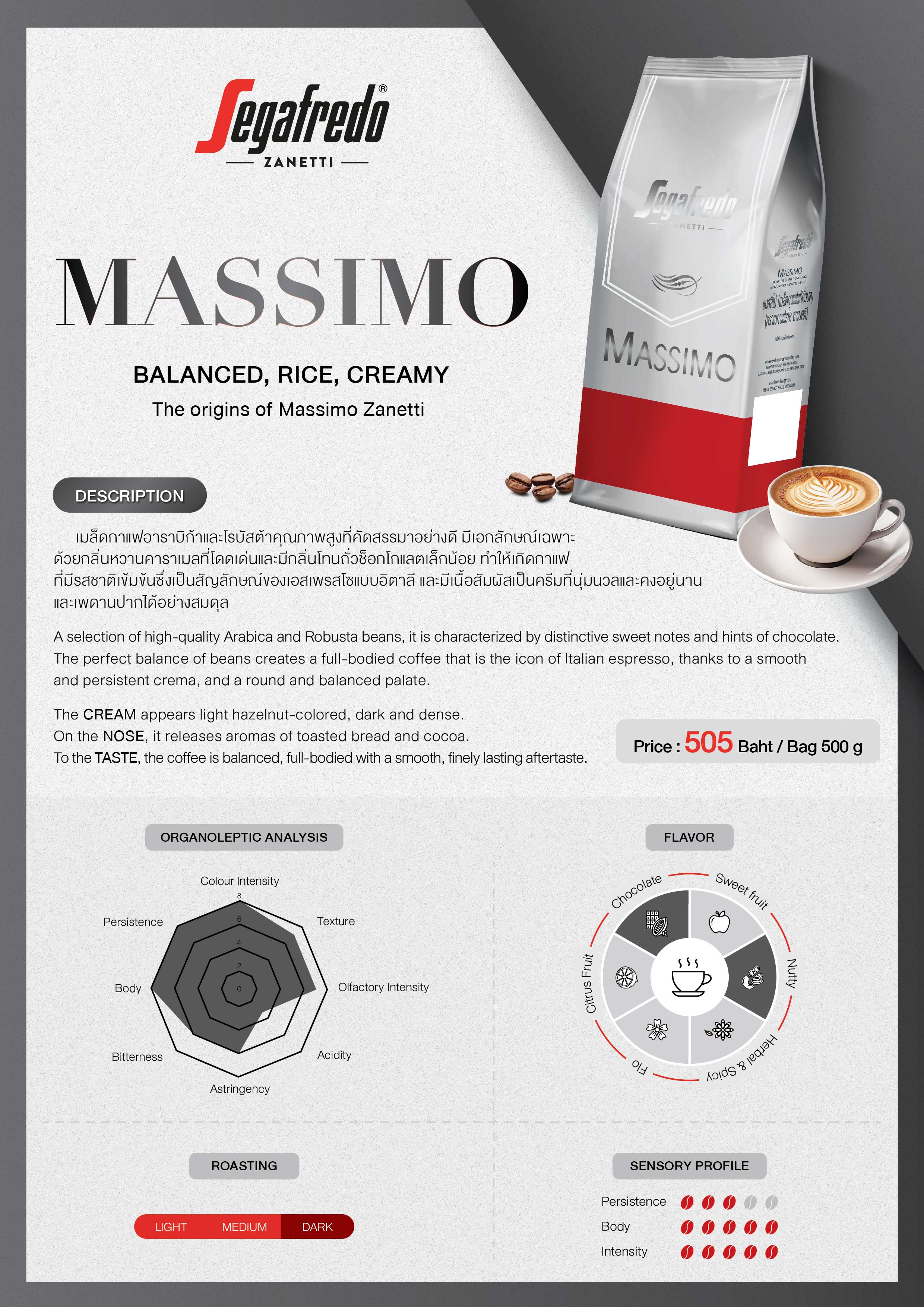 Segafredo Massimo กาแฟคั่วเม็ด เซกาเฟรโด แมสซิโม่ (ชนิดเม็ด) 500 กรัม ...