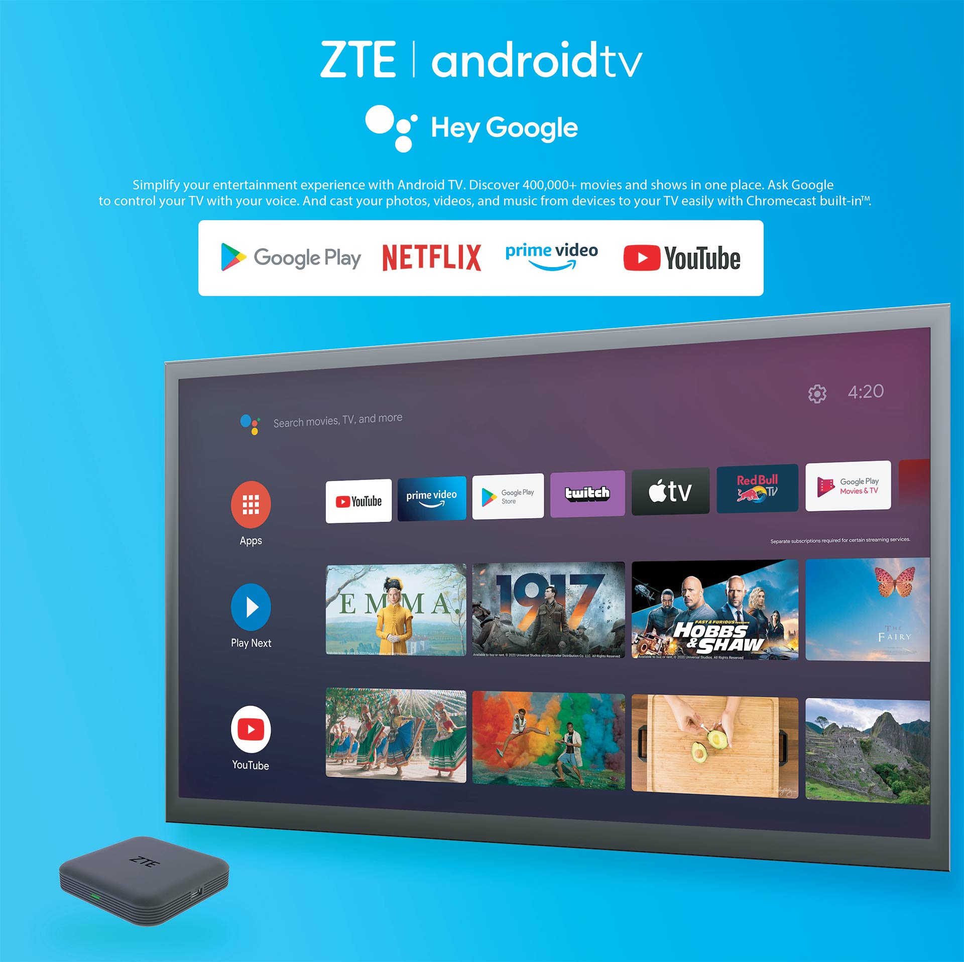 [พร้อมส่ง] ZTE TV Box กล่องแอนดรอยด์ทีวี ระดับ 4K AndroidTV รองรับภาษา ...