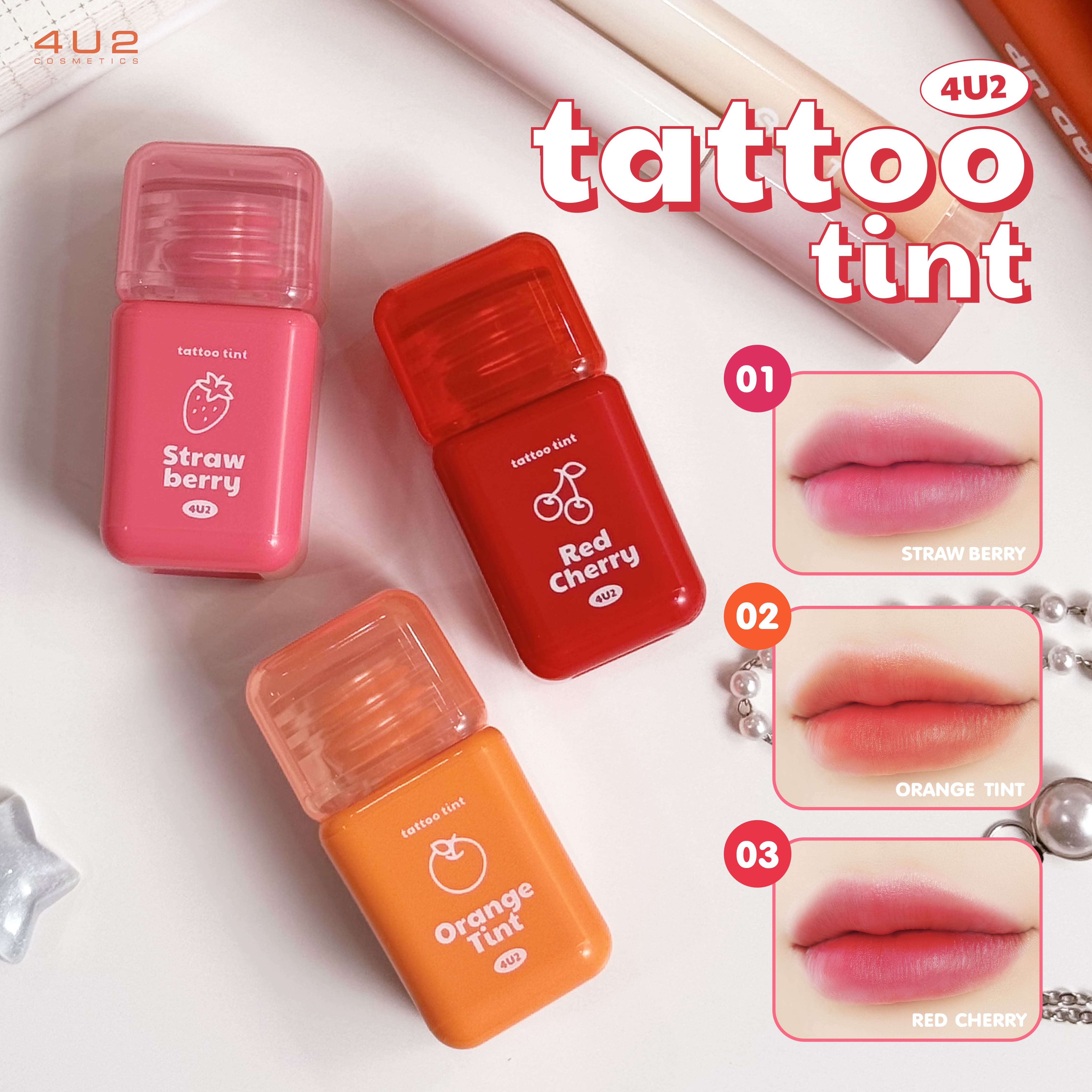 4U2 - Tattoo Tint (3g.) โฟร์ยูทู แทททู ทินส์ ลิป ลิปสติก | Shopee Thailand