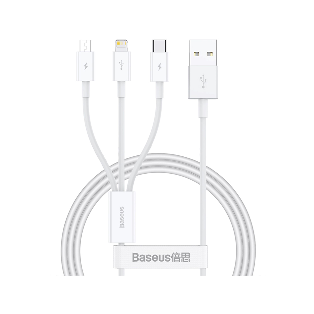 สายชาร์จ Baseus 3-in-1 Multifunctional Fast Charge Cable 1M. White by ...