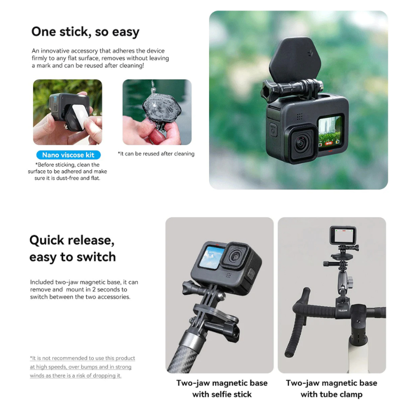 Telesin magnetic mount with Nano sticker kit เมาท์แม่เหล็ก สำหรับGOPROทุกรุ่น,DJI Action 5Pro/4/ ...