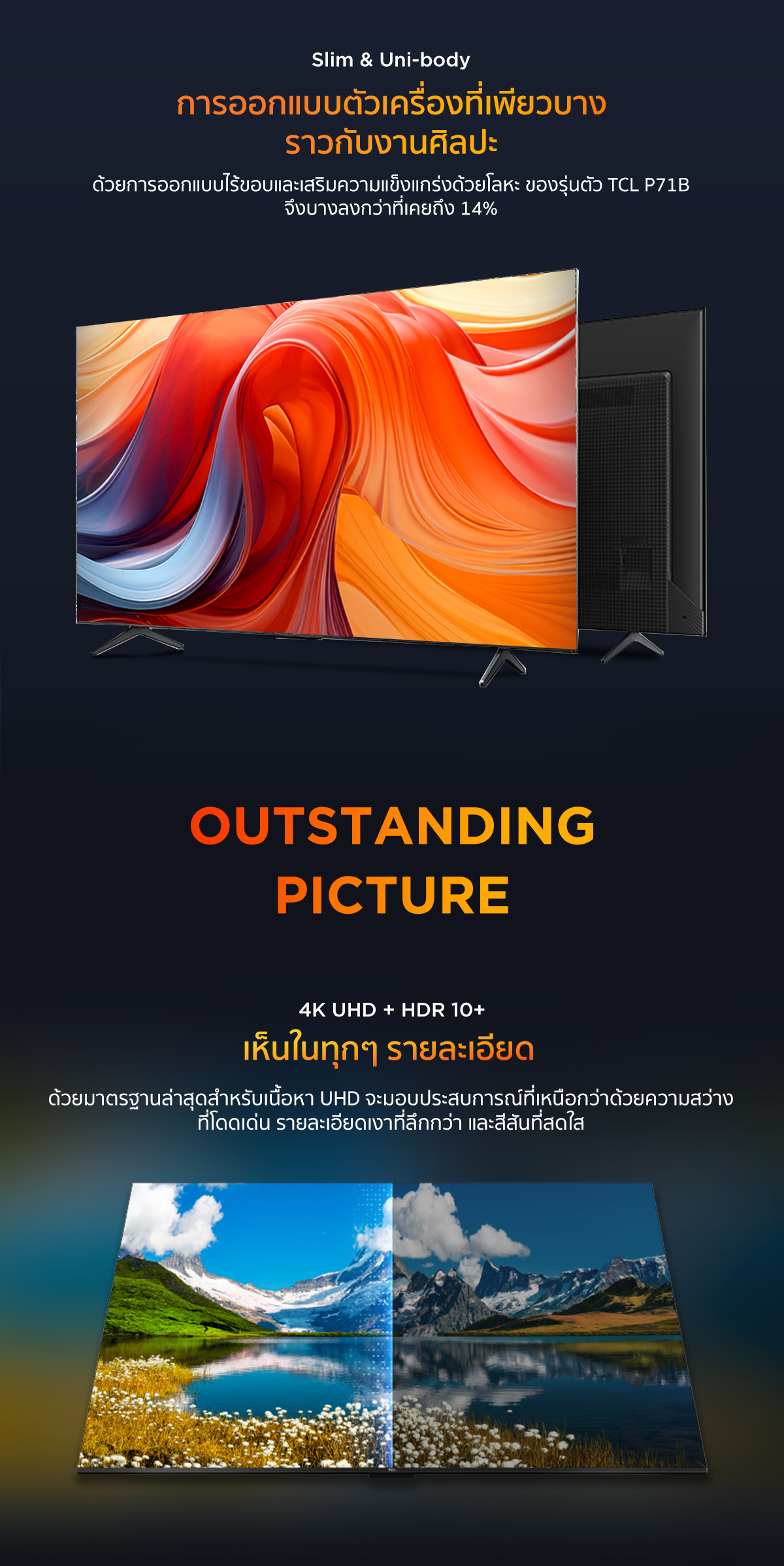 TCL ทีวี 65 นิ้ว 4K Premium Google TV รุ่น 65P71B Google/Netflix ...