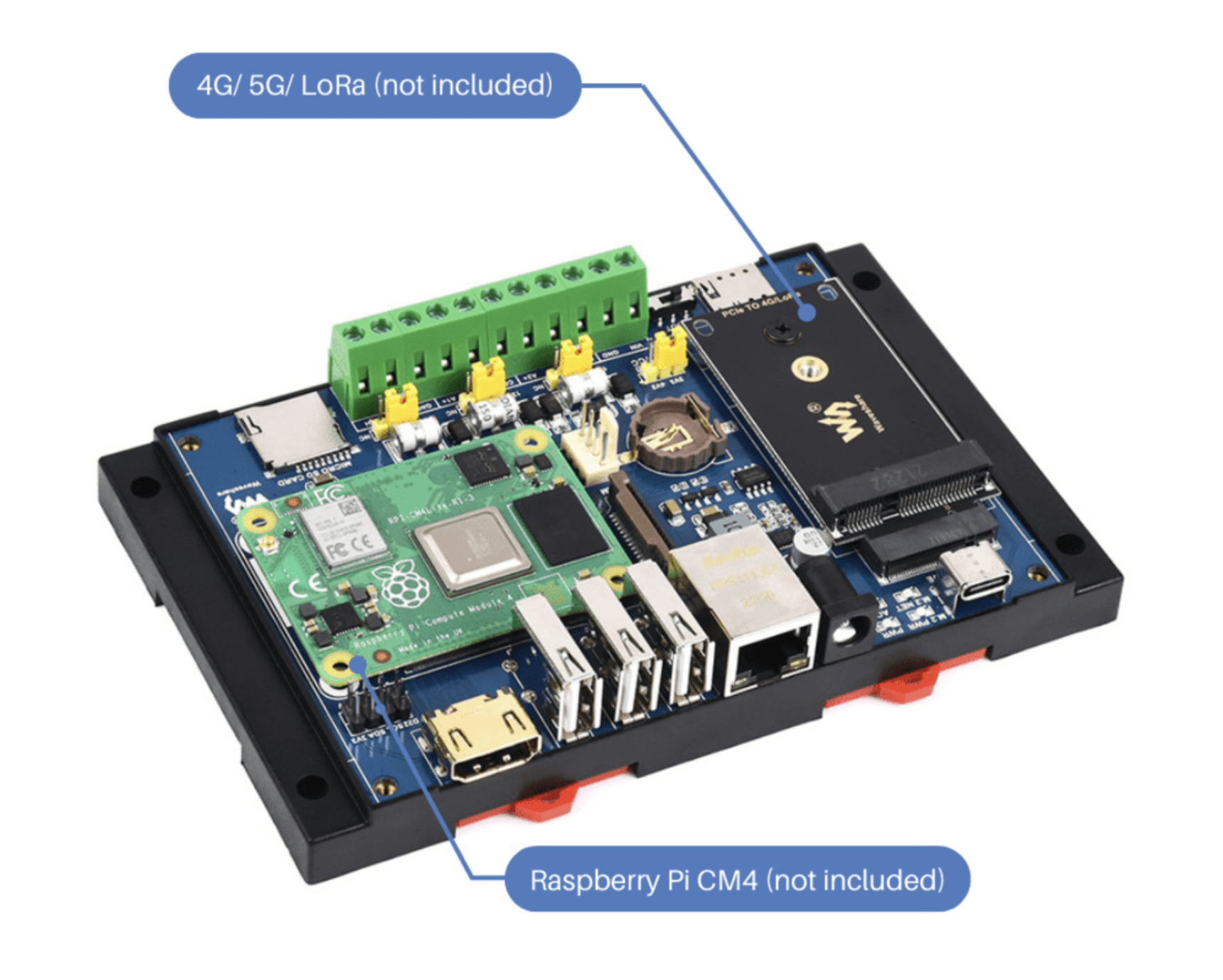 Industrial IoT Expansion Module Powered by Raspberry Pi CM4 (Without ...