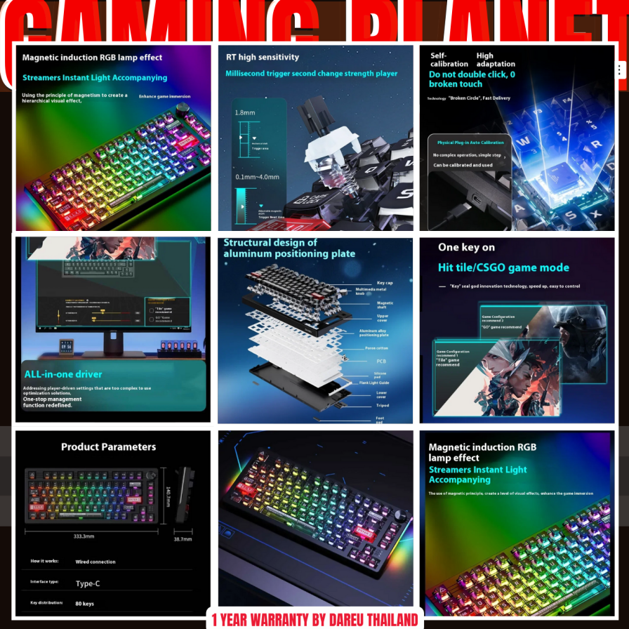คีย์บอร์ดเกมมิ่ง DAREU EK75 RT | Mechanical Magnetic 75% 82 Keys ...