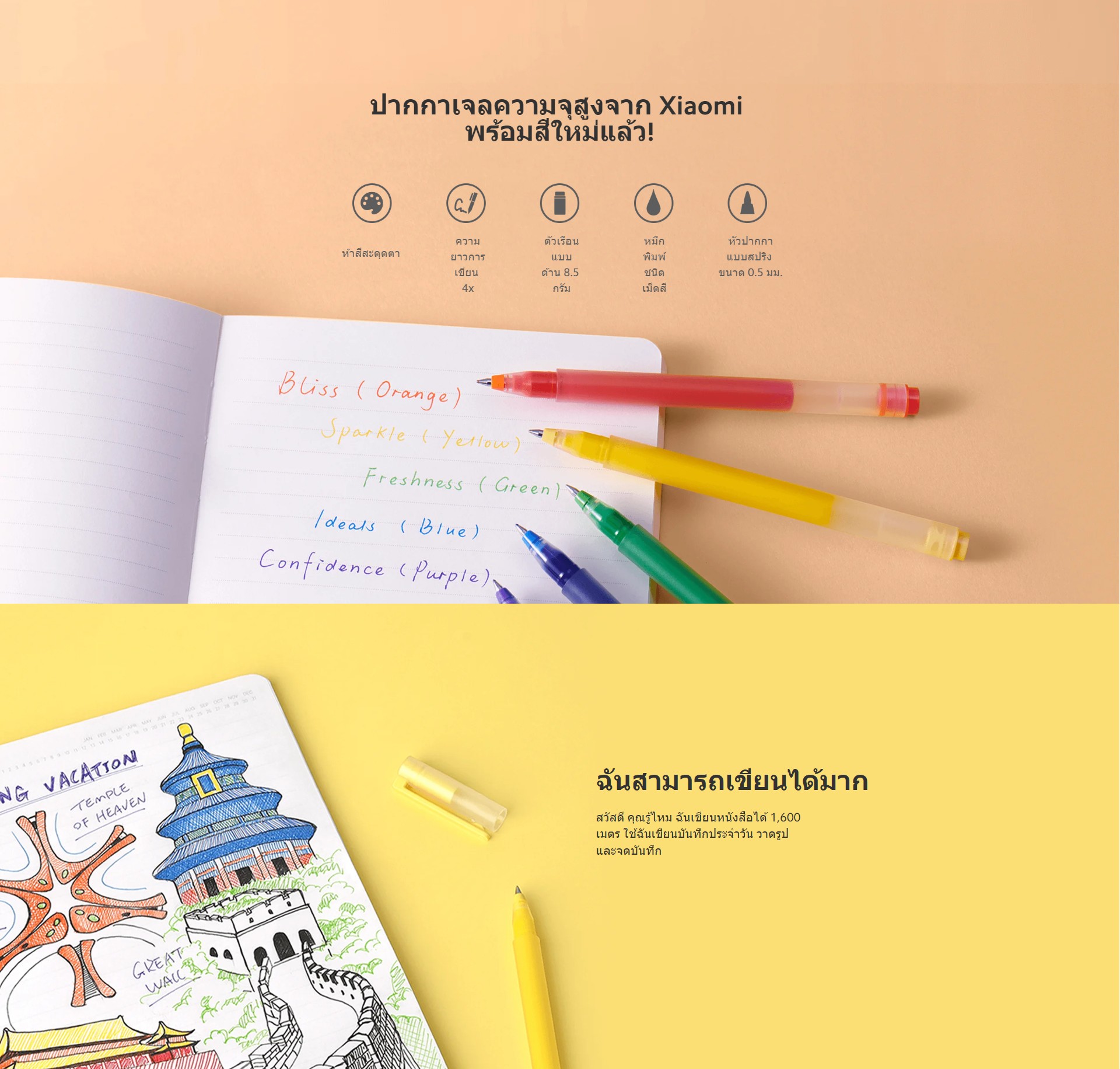 [NEW] Xiaomi High-capacity Gel Pen(5-Pack) ปากกาเจล ปากกาลูกลื่น 0.5 ...