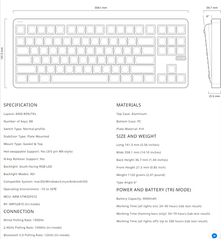 NuPhy Gem80 QMK/VIA Wireless Custom Mechanical Keyboard คีย์บอร์ดไร้สาย ...
