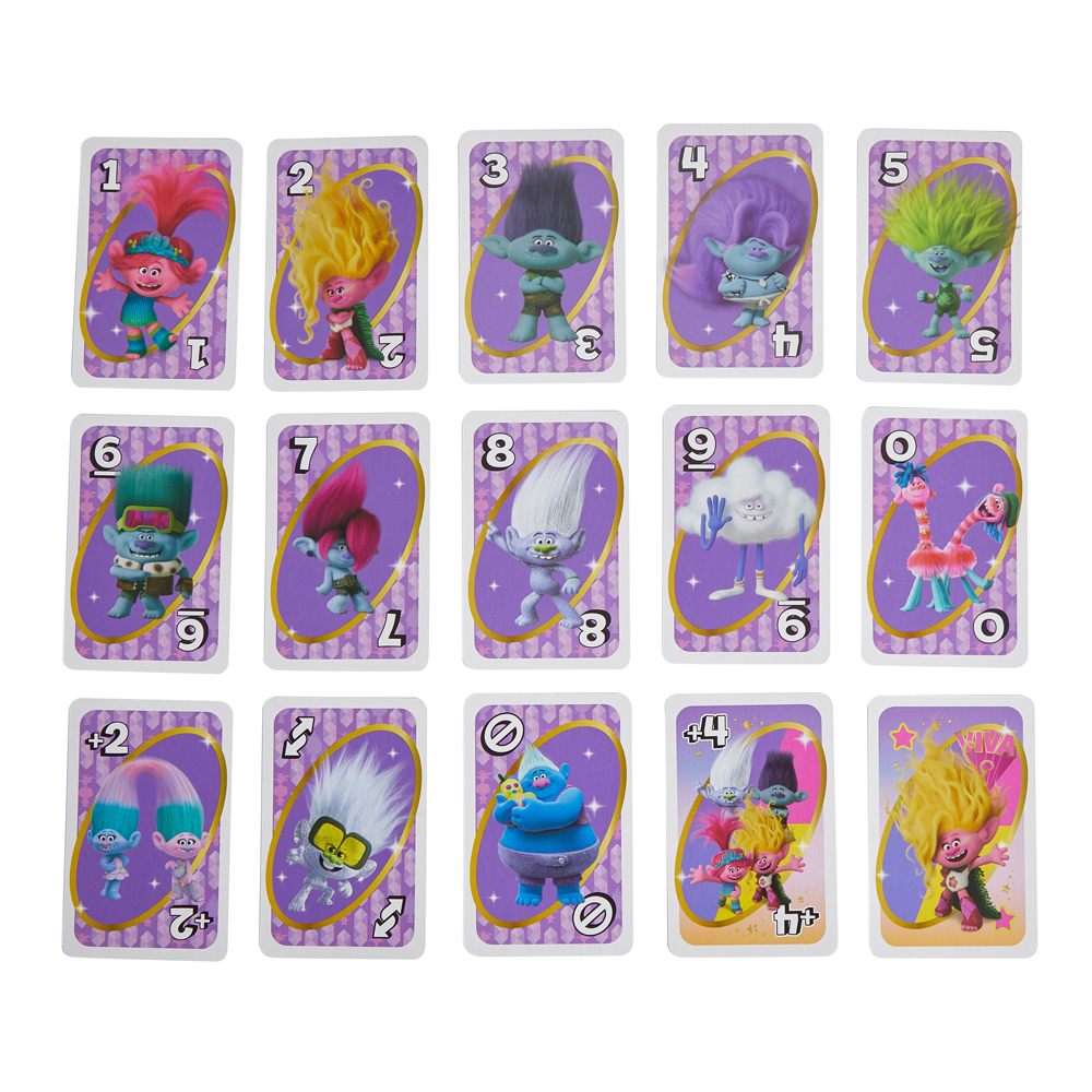 UNO Trolls 3 Mattel Game แมทเทล เกมการ์ด อูโน่ โทรลล์ 3 (HPW18 ...