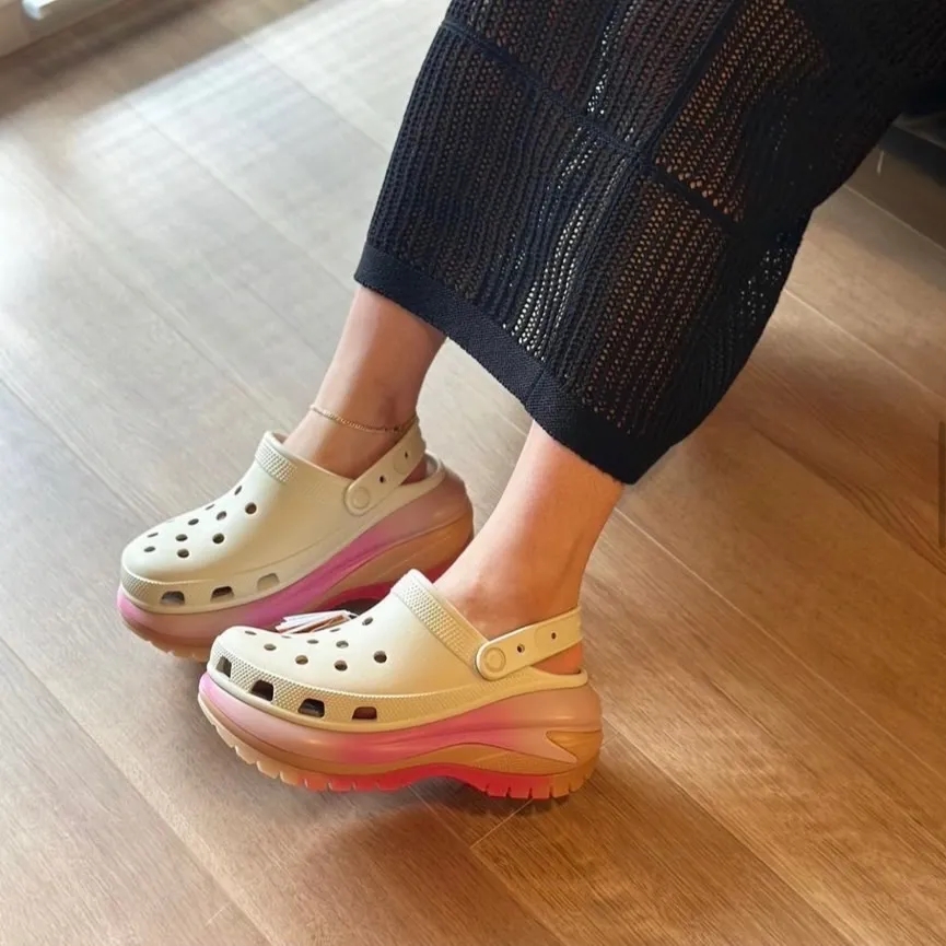 Crocs รองเท้าแตะ Classic Mega Crush Color Dip Clog | Bone/Multi ...