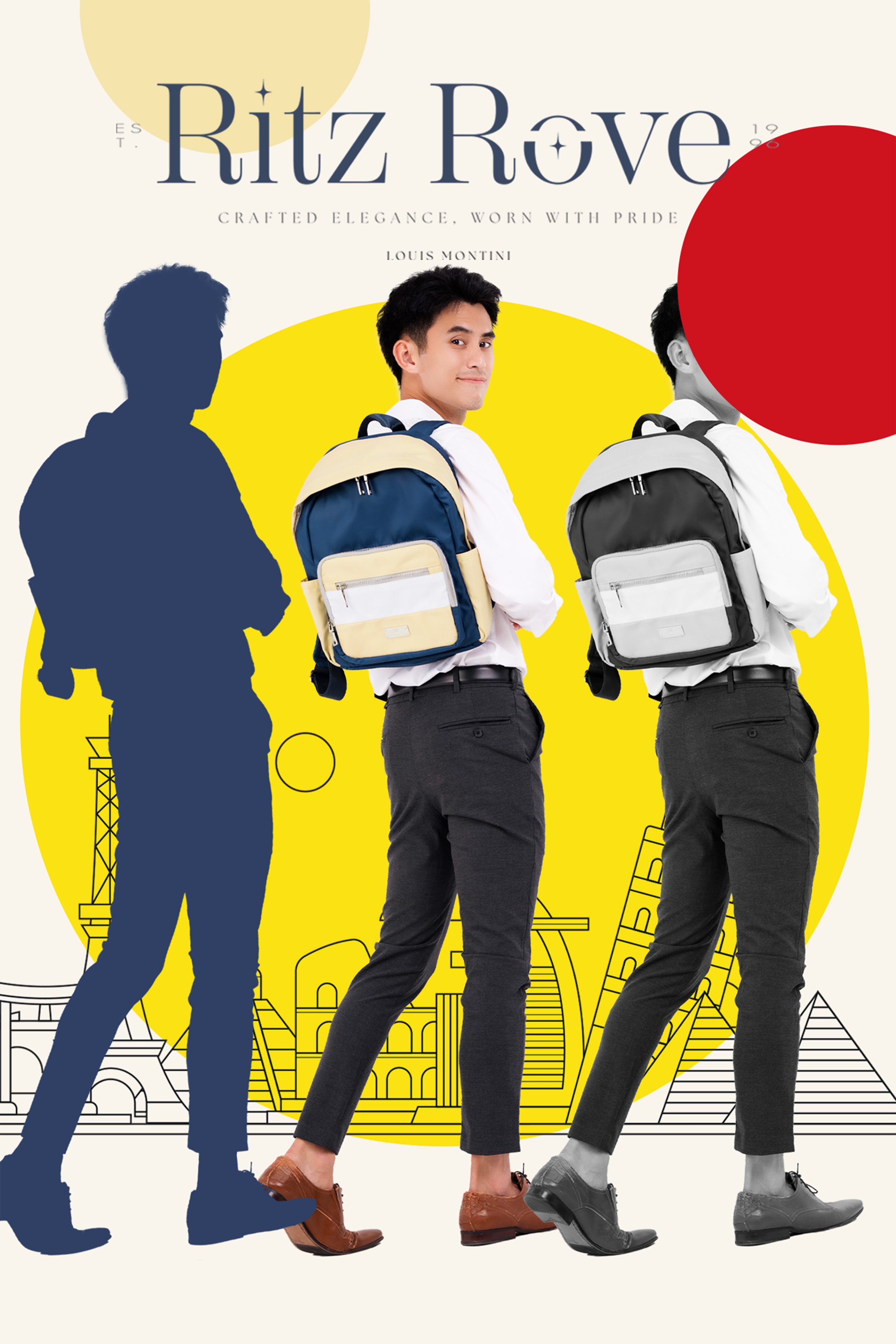 Louis Montini (Ritz Rove) กระเป๋าเป้สะพายหลัง ผ้าไนล่อน Unisex Backpack ...