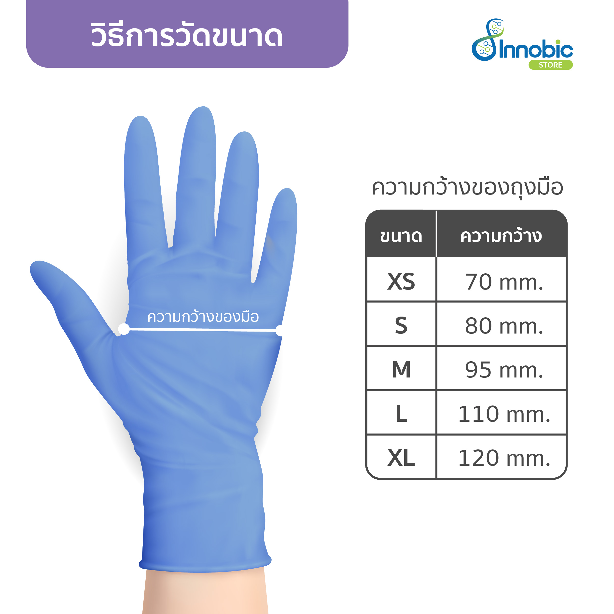 Innobic Lab ถุงมือยางไนไตรล์ แบบไม่มีแป้ง Nitrile Gloves Powder Free ...