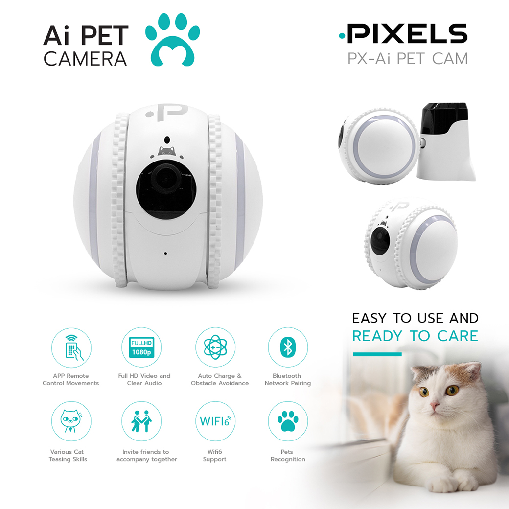 PIXELS PX- Ai PET CAMERA กล้องวงจรปิดไร้สายสำหรับสัตว์เลี้ยง | Shopee ...