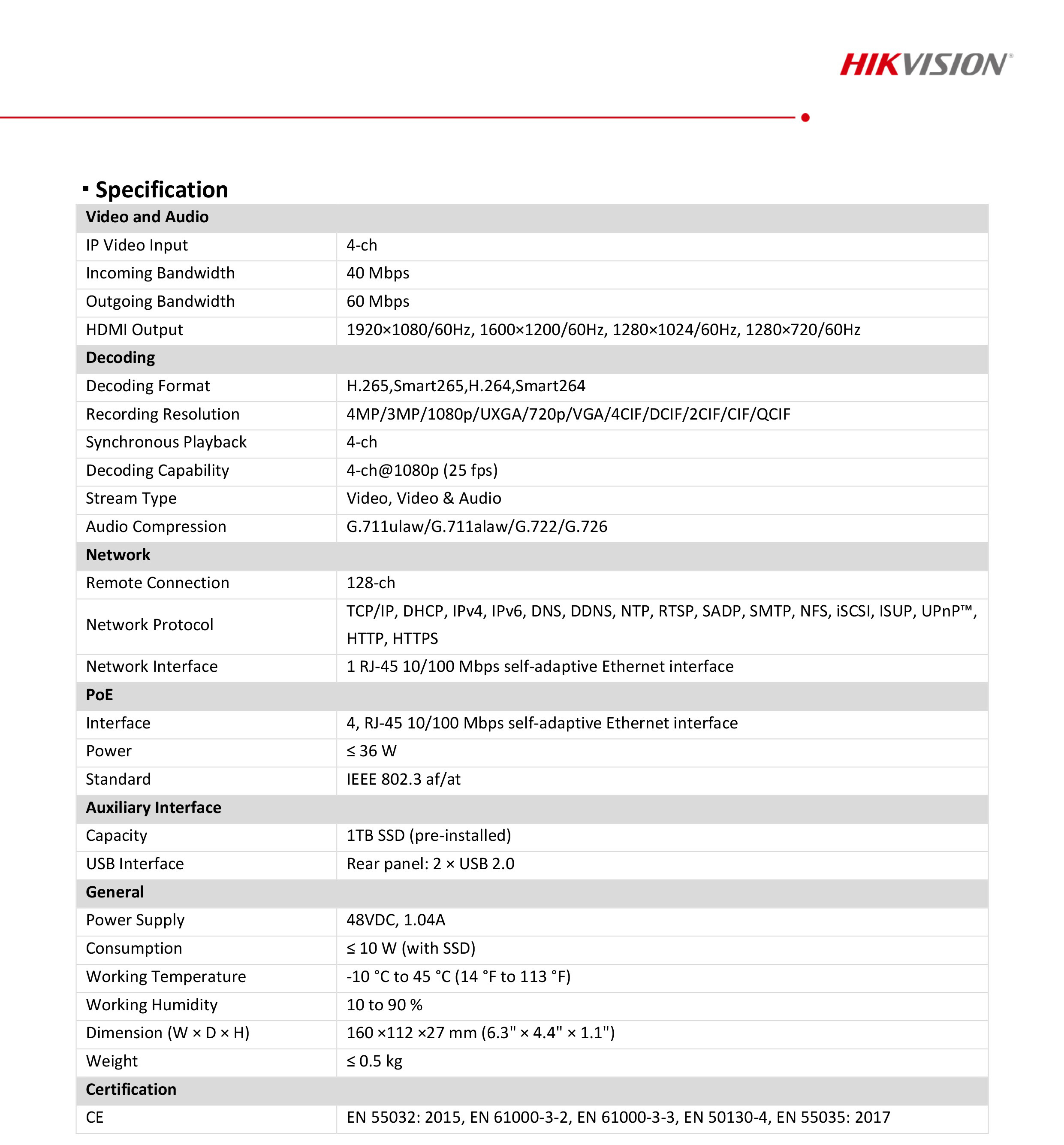 Hikvision DS-E04NI-Q1/4P, DS-E08NI-Q1/8P SSD 1 TB eNVR Poe เครื่องบันทึกกล้องวงจรปิด | Shopee ...