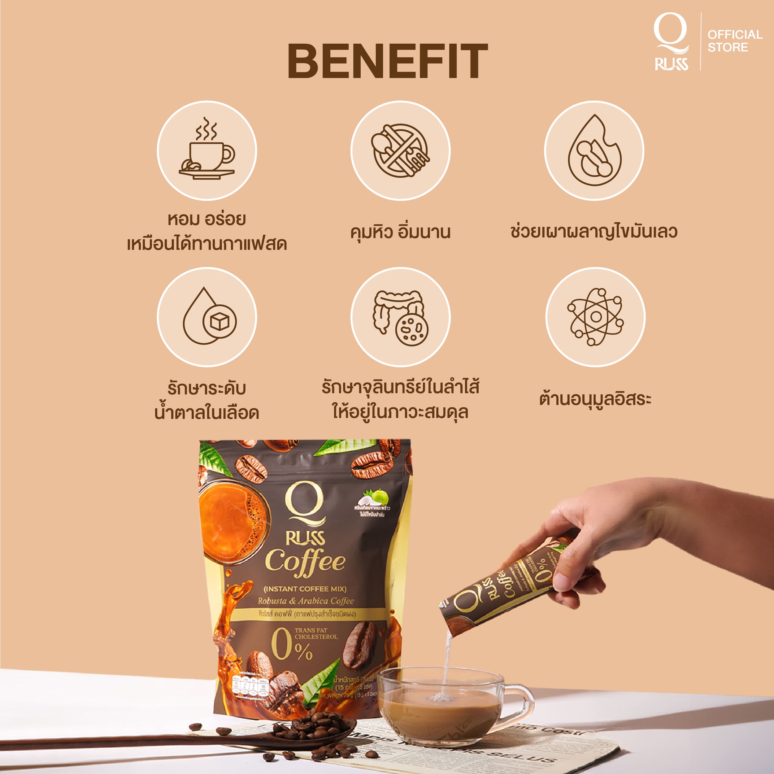 Q Russ Coffee (1 แถม 1) กาเเฟคุมหิว อิ่มนาน อร่อย เข้มข้น กลมกล่อม ใช้หญ้าหวานแทนน้ำตาล | Shopee ...