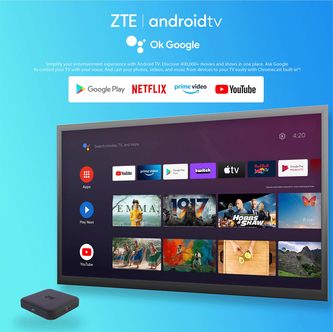 ZTE TV BOX | Android TV 4K Ultra HD l Google Play l Bluetooth 5.0 l ...