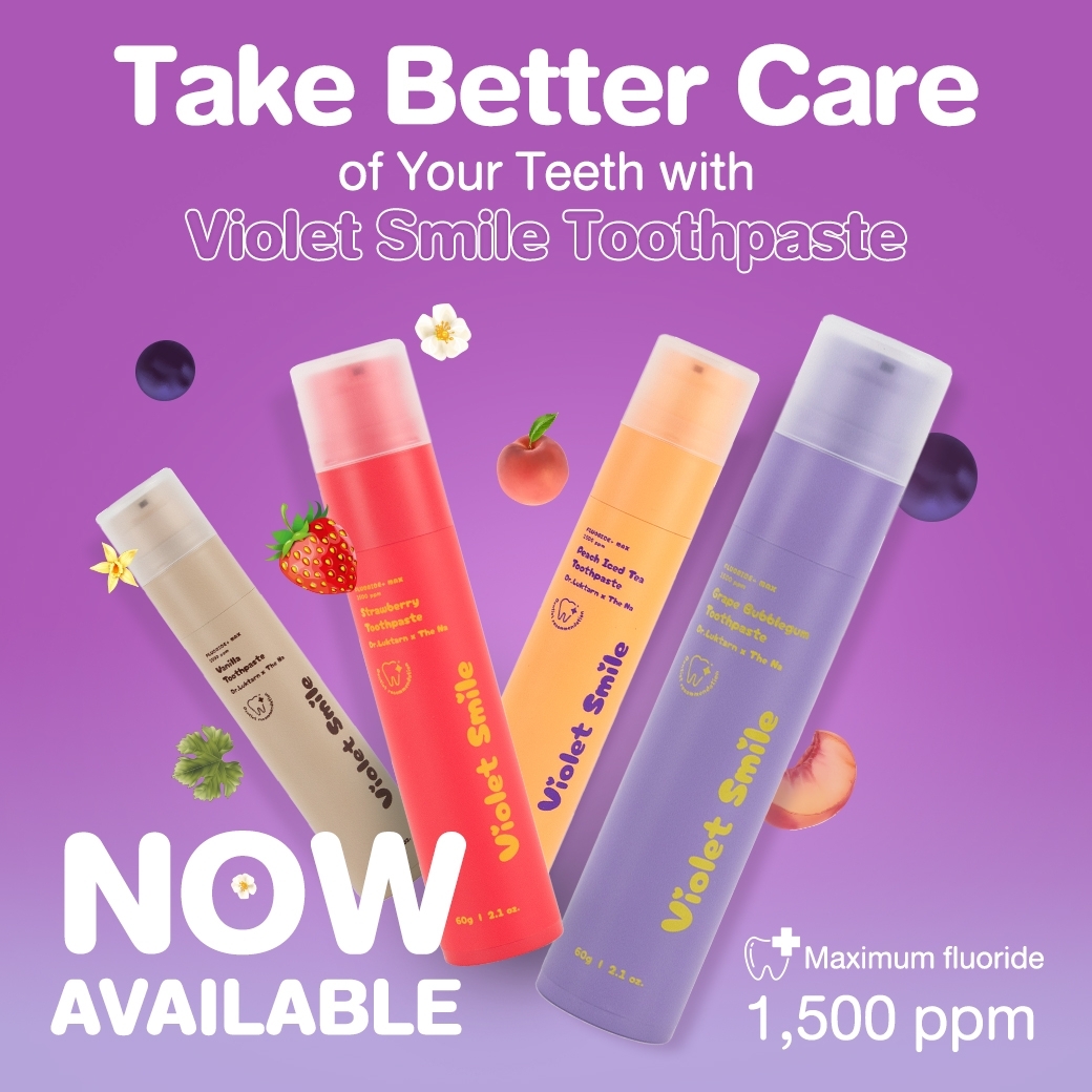 Violet Smile Toothpaste 4 รส Dr.Luktarn The NA ยาสีฟัน Fluoride Zinc ...