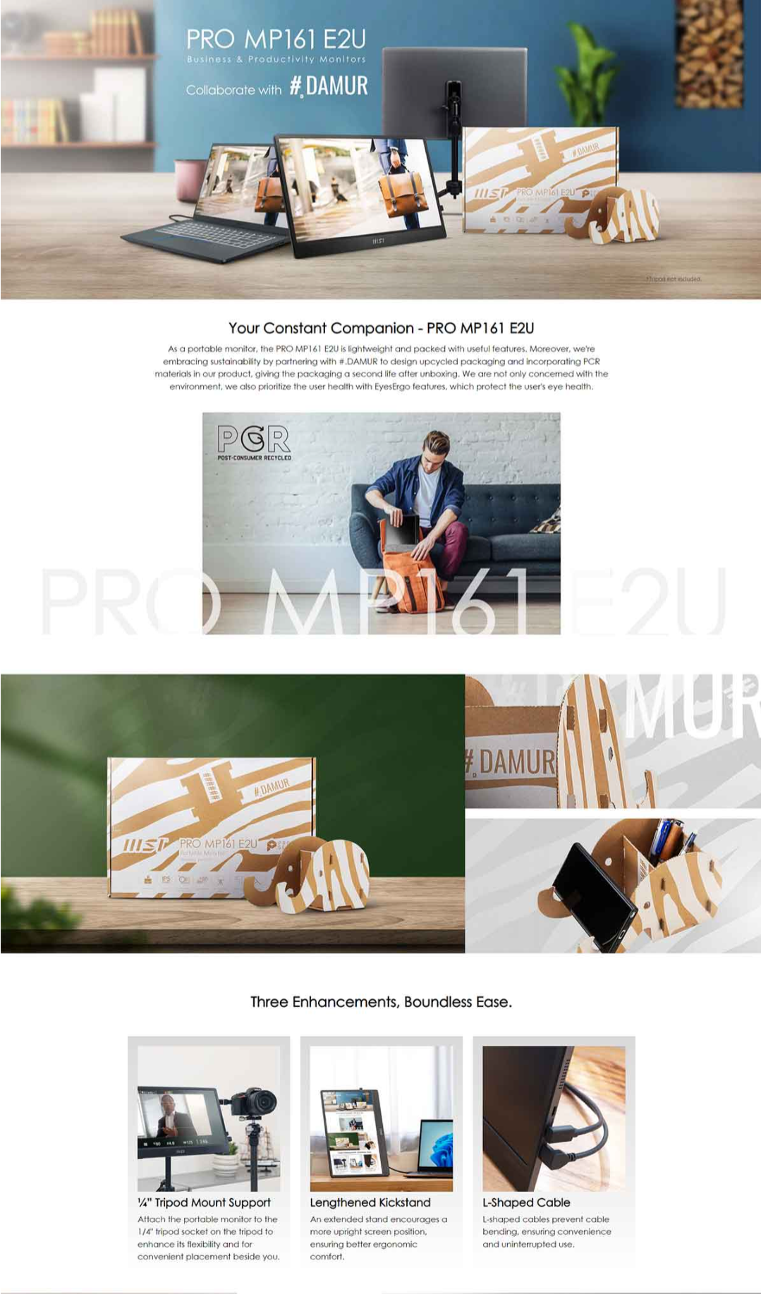 PORTABLE MONITOR (จอมอนิเตอร์พกพา) MSI PRO MP161 E2U - 15.6" FHD IPS SPEAKERS | Shopee Thailand