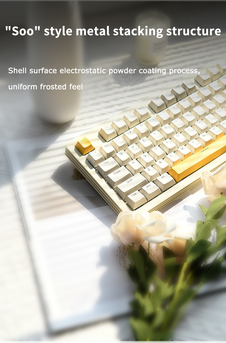 คีย์บอร์ดเกมมิ่ง Ajazz AKC087 87Key TKL Steel-Stacked Body Frame Yellow Switch Mechanical ...