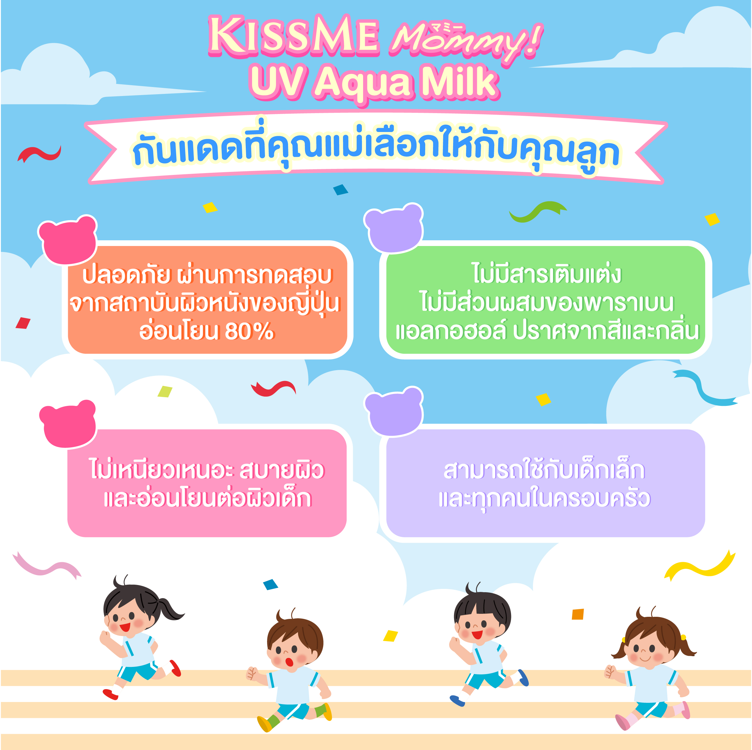 คิสมี โลชั่นกันแดดเนื้อน้ำนม สูตรกันน้ำ มัมมี่ ยูวี อะควา มิลค์ KISS ME Mommy UV Aqua Milk SPF50 ...