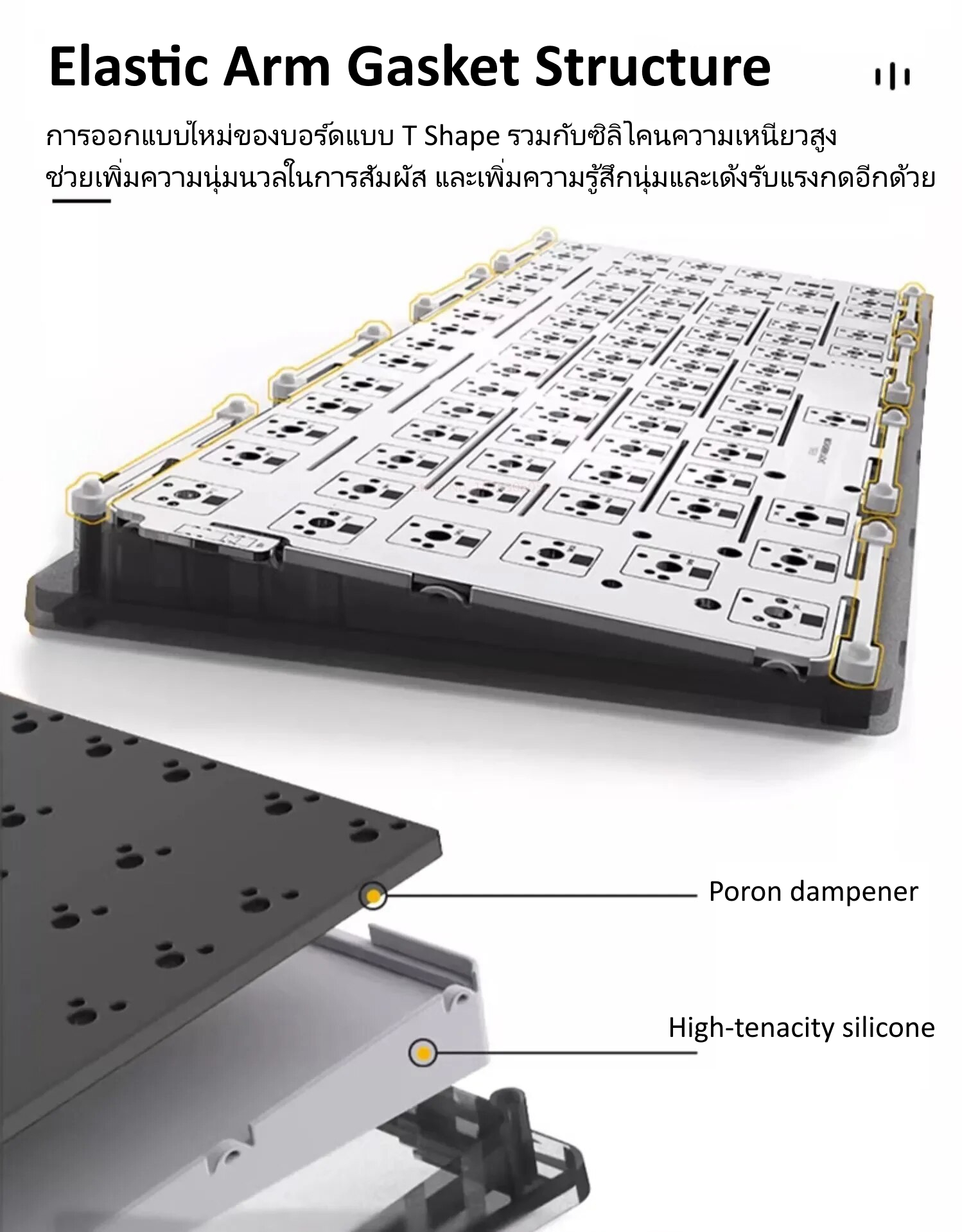 DAREU A81 Pro คีย์บอร์ดไร้สาย 3 โหมด Spring Arm Gasket mount PBT ...