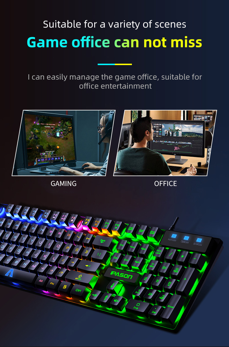 IPASON รุ่น V5PRO Keyboard Mouse Combo 104 Keys USB คีย์บอร์ด แป้นพิมพ์ ...