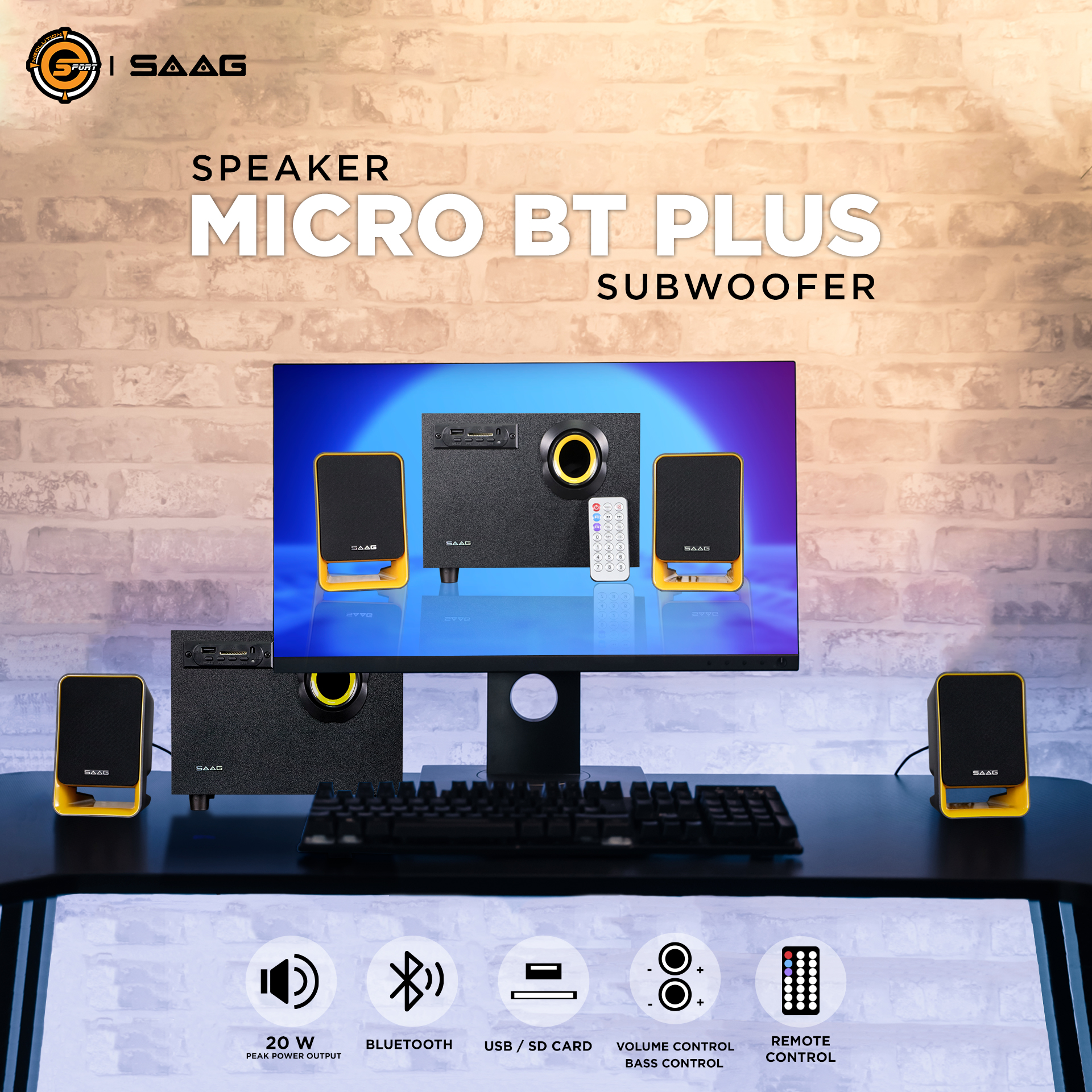 SAAG Bluetooth Speaker MICRO BT PLUS ลำโพงฟังเพลง เล่นเกม ขยายเสียง ...