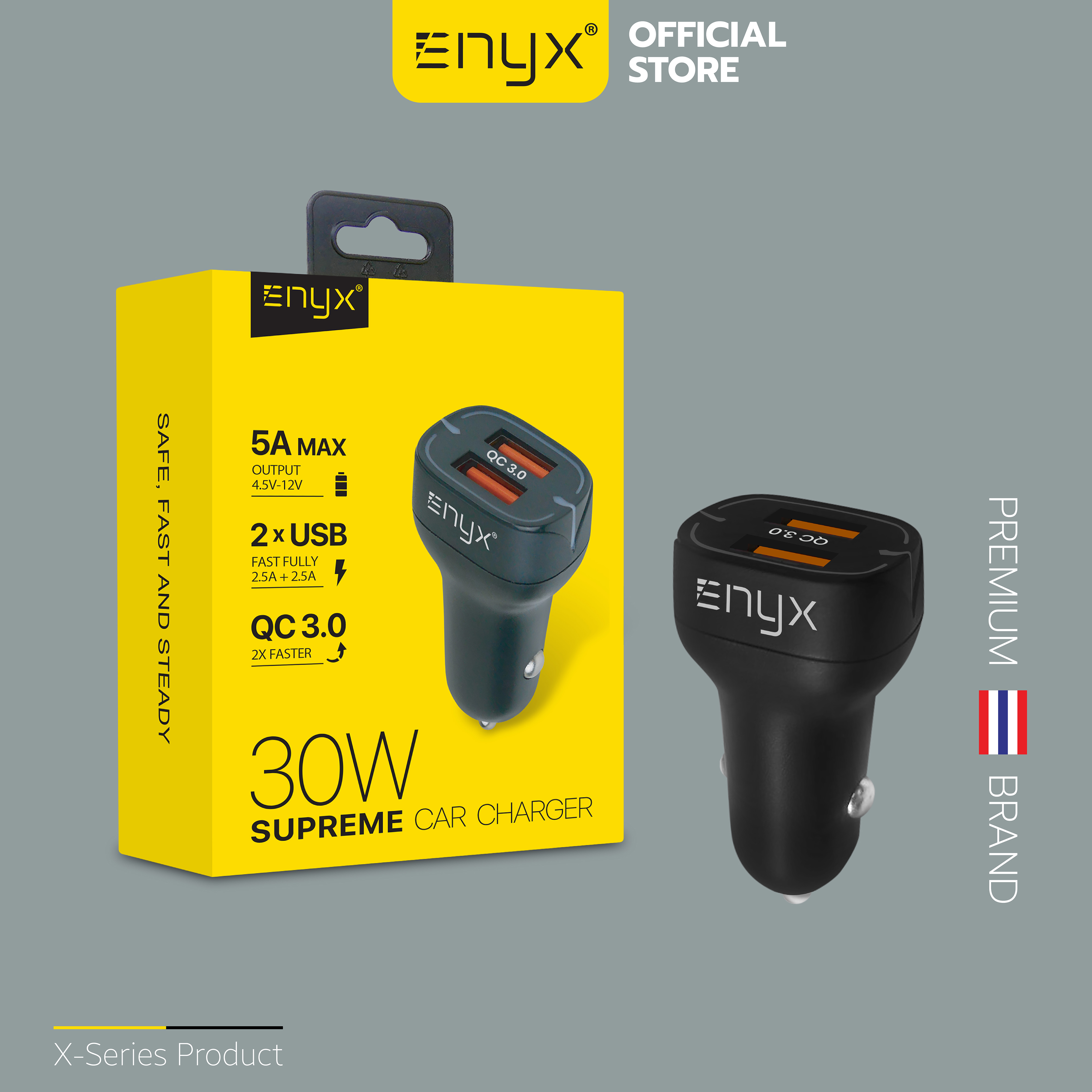 ENYX ที่ชาร์จในรถ 30W , 36W SUPREME CAR CHARGER 5A MAX 2 USB Fast Charge 3.0 | Shopee Thailand