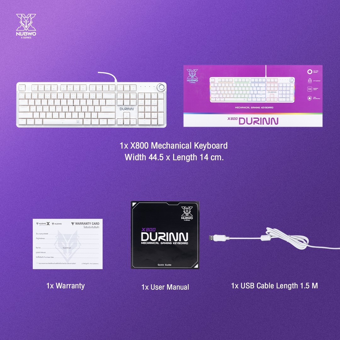 Nubwo คีย์บอร์ดเกมมิ่ง DURINN Mini RGB มี 2 สี Blcak/White 2 Switch ...