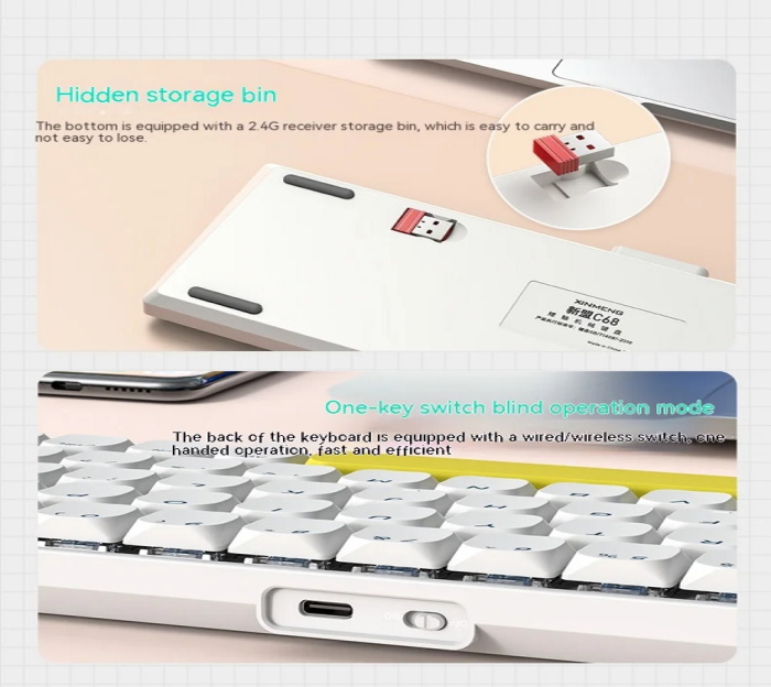 คีย์บอร์ดเกมมิ่ง XINMENG C68 Ultra-Slim | Mechanical Low Profile 68 ...