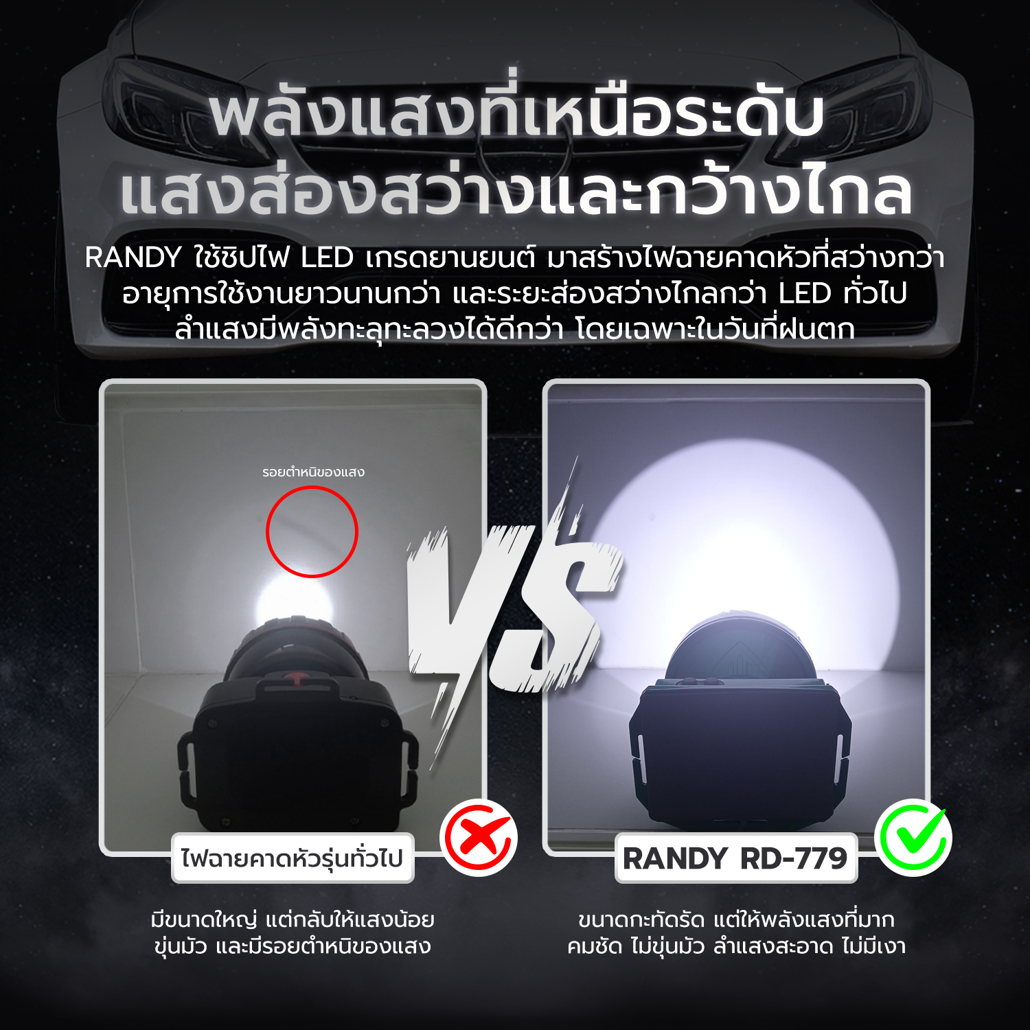 RANDY Head Light RD-779 ไฟฉายส่องสว่าง กันน้ำกันฝน แบตอึด ตะเกียง ไฟฉาย ...