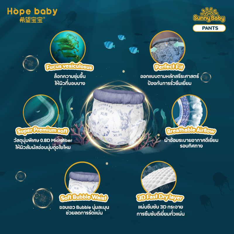 [ส่งฟรี][Super Premium] Hope Baby แพมเพิสเด็ก by Sunny Baby Pants L 28 ...
