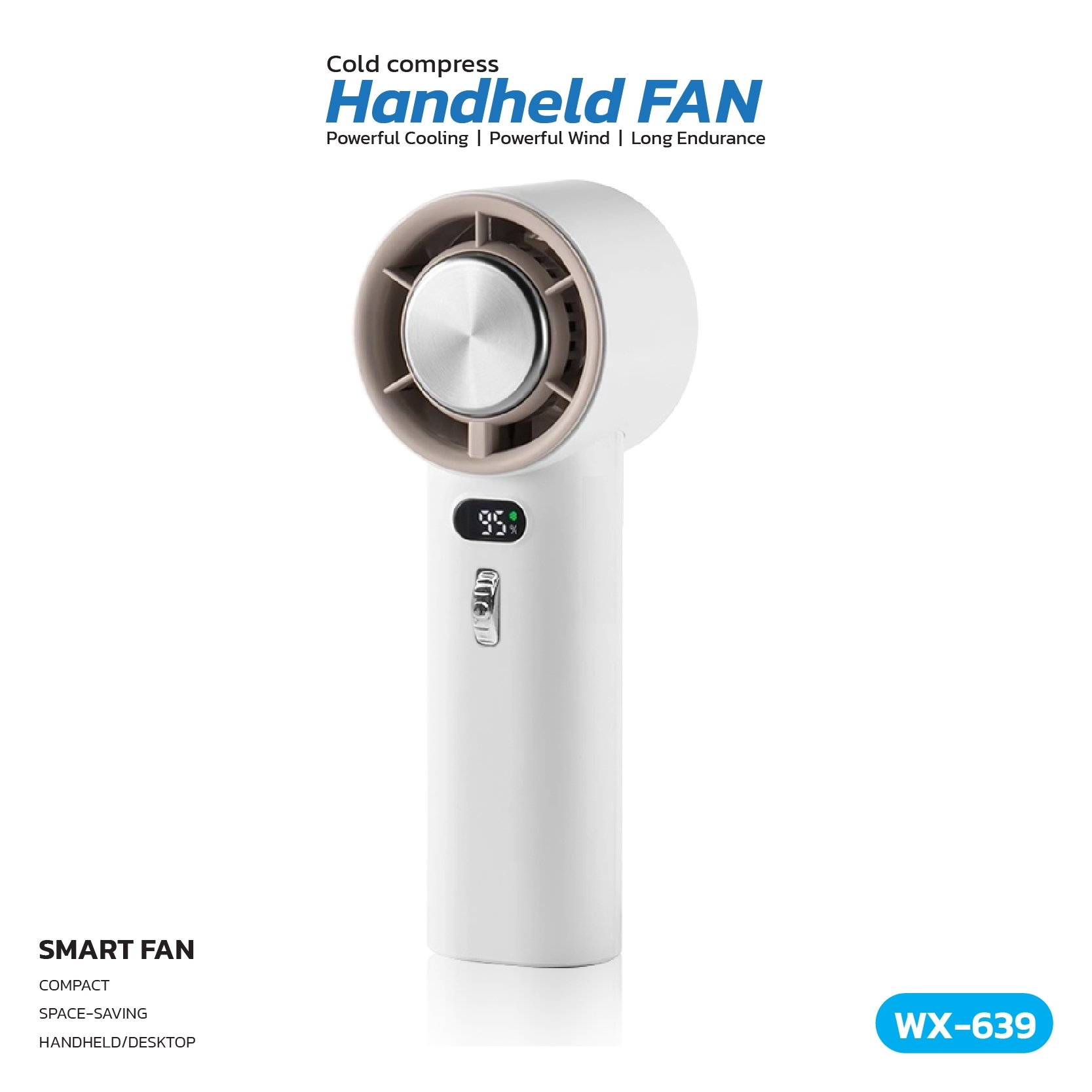 พัดลมมือถือ พัดลมไอเย็นพกพา Cold compress Handheld FAN รุ่น WX-639 ปรับแรงลมได้ 100 ระดับ ...