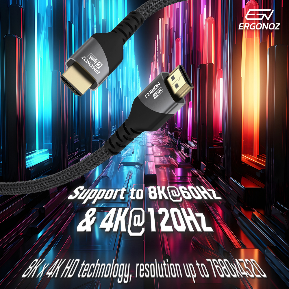 ERGONOZ Clynk HDMI to HDMI Cable V2.1 ส่งข้อมูลภาพความละเอียดสูงสุด UHD ...