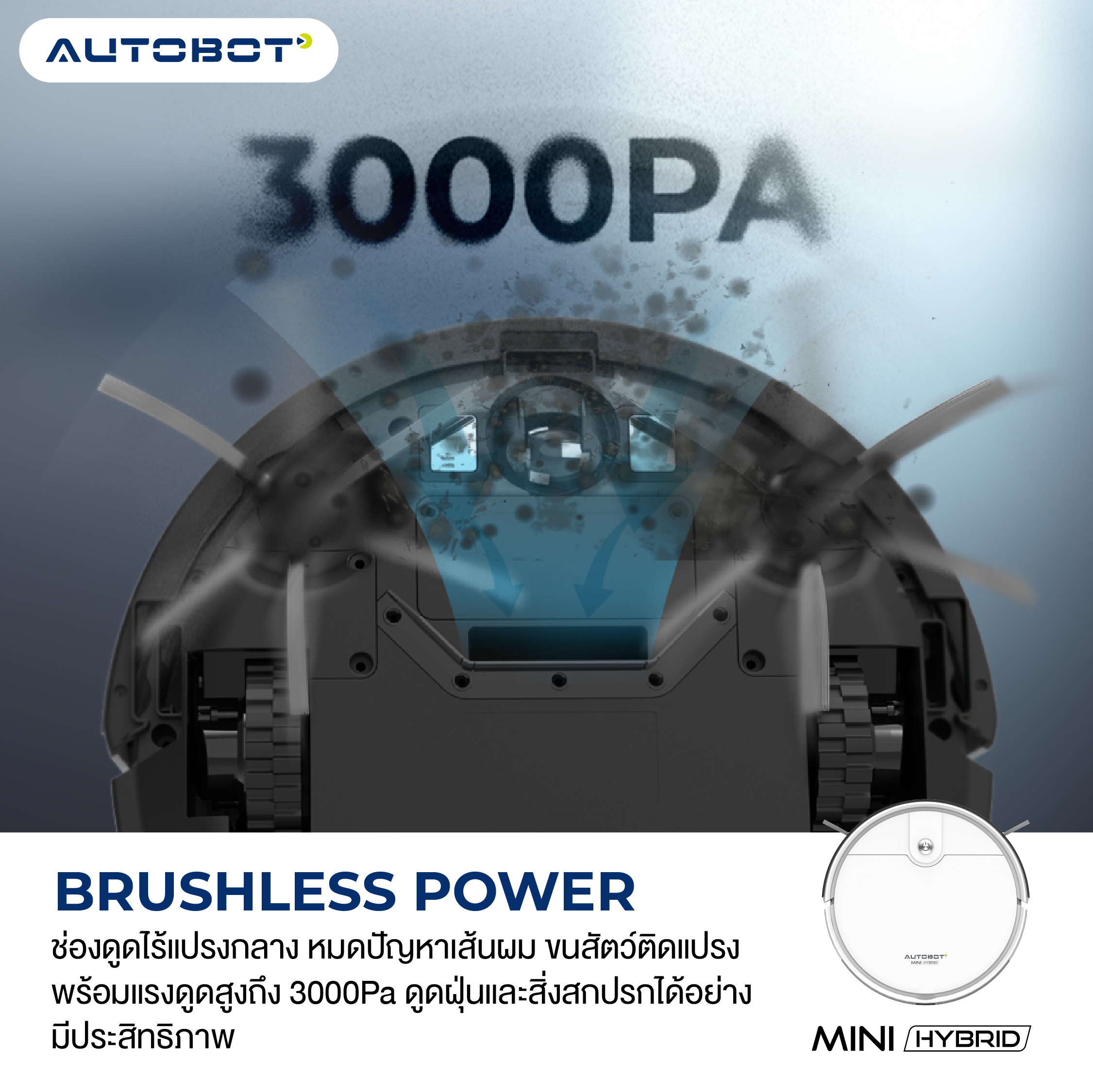 AUTOBOT Mini Hybrid หุ่นยนต์ดูดฝุ่น ถูพื้น แบบ Hybrid แท้งค์น้ำ ระบบนำ ...