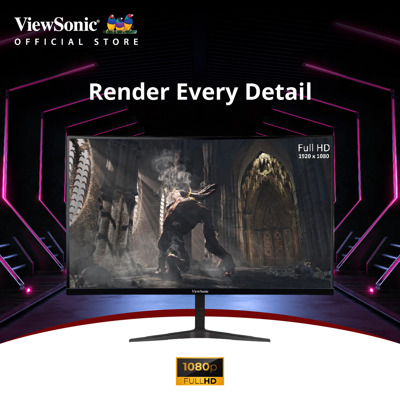 ViewSonic Gaming Monitor V-VX2719-PC-MHD / 27” / 240Hz / Curved / 1ms ...