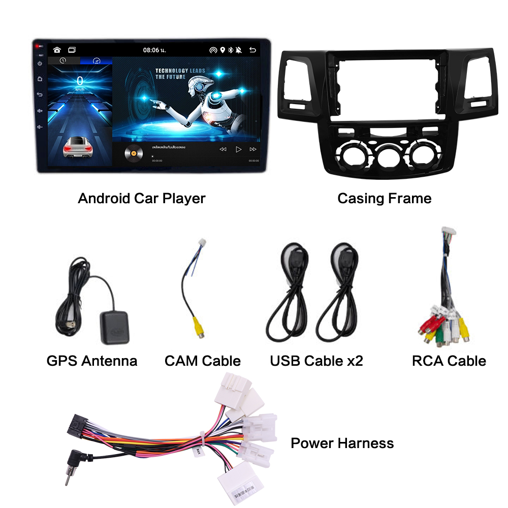 GTR จอแอนดรอย 9 นิ้ว TOYOTA VIGO 05-07 /VIGO CHAMP 08-14 ปลั๊กตรงรุ่นพร ...