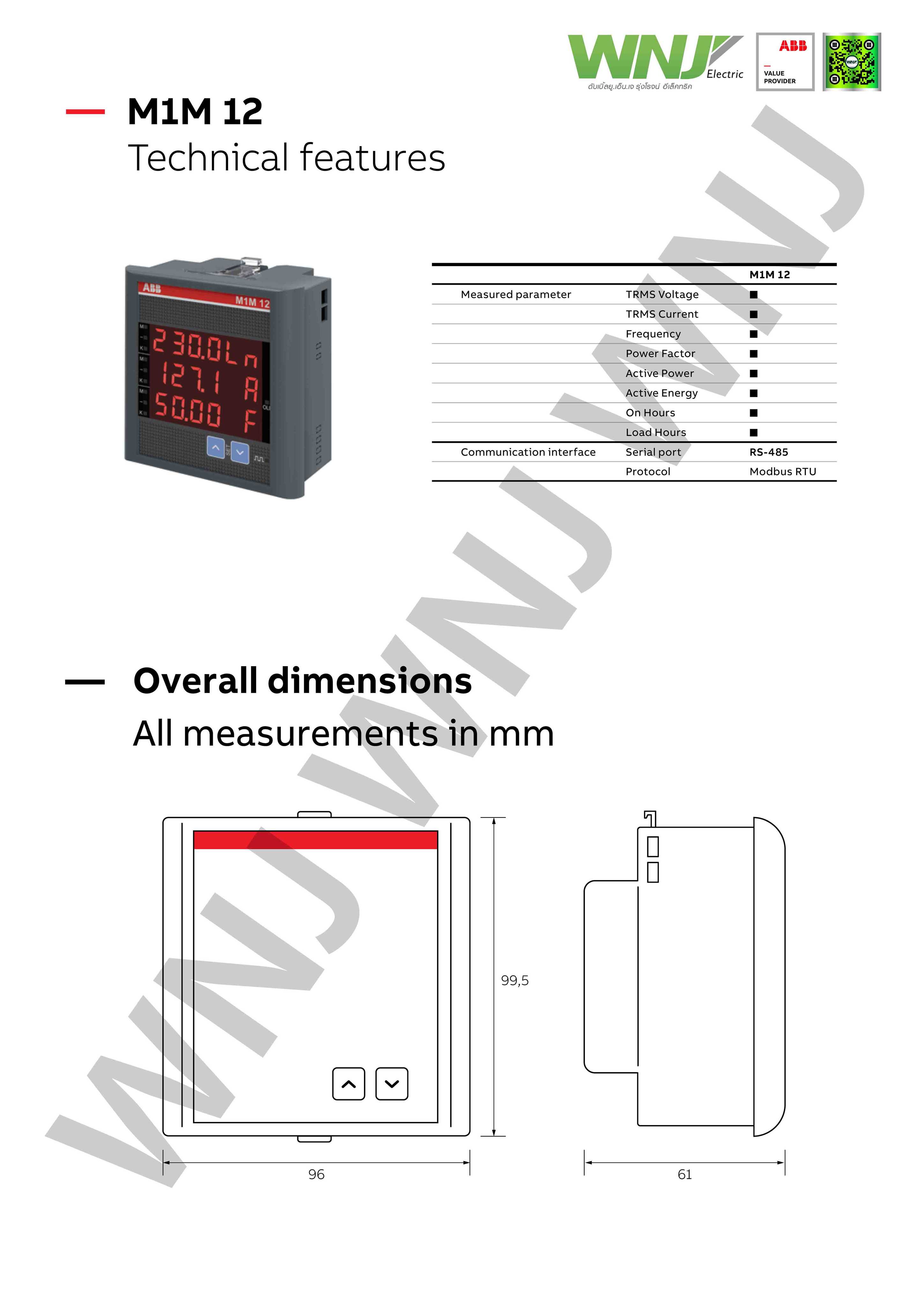 ABB Power Meter พาวเวอร์มิเตอร์รุ่น M1M 12 | Shopee Thailand