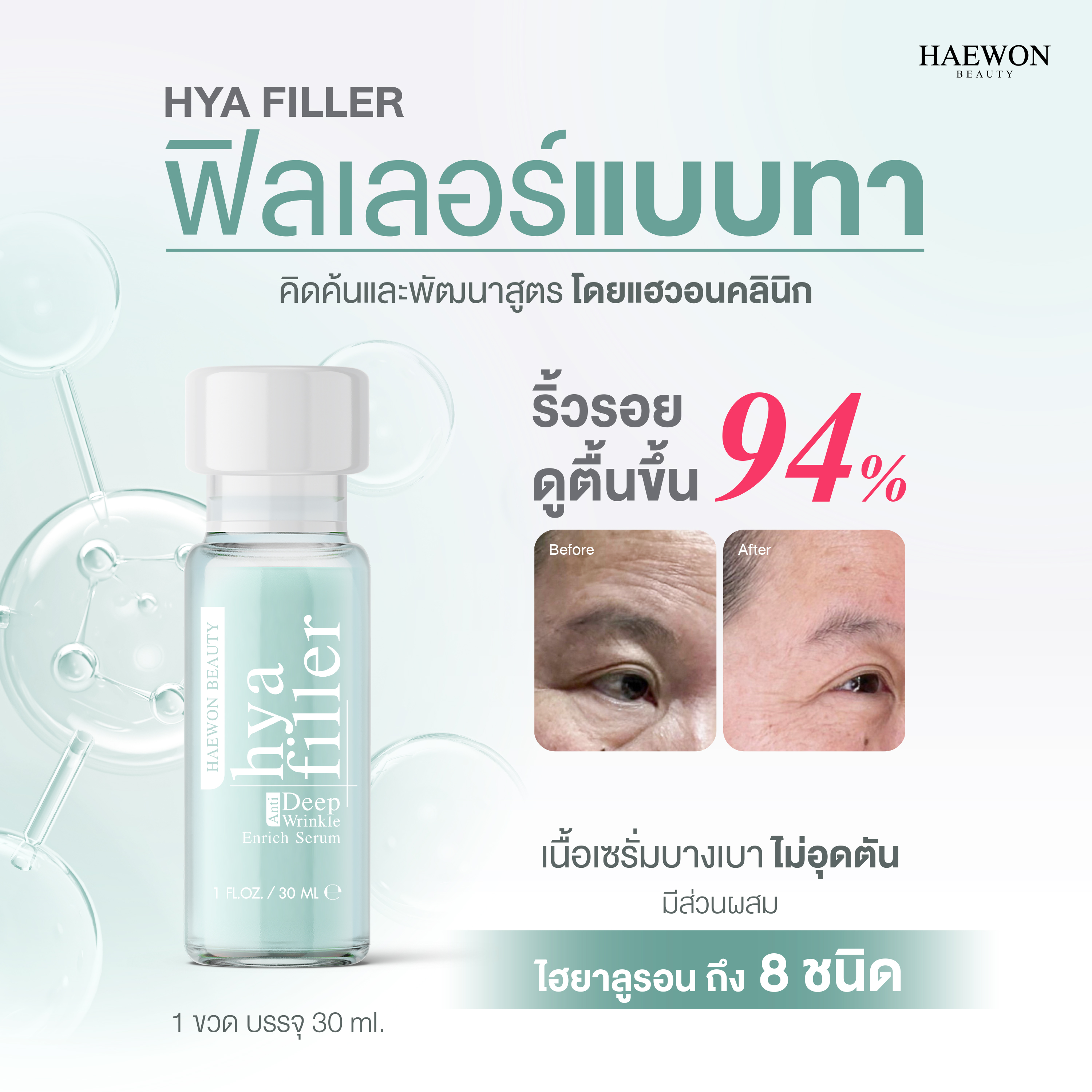 [โปร 15ml 3 ขวด] HAEWON Hya Filler ฟิลเลอร์แบบทา ไฮยา แฮวอน กระชับรูขุม ...