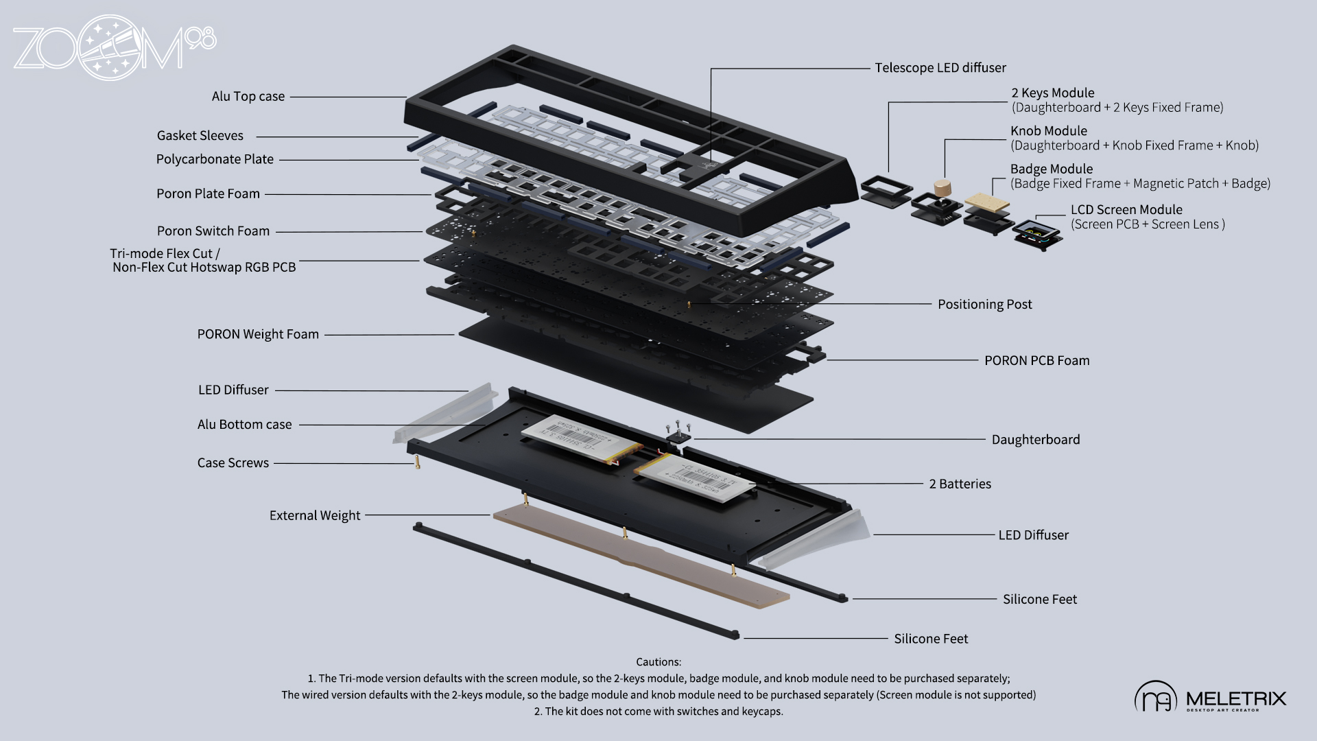 [พร้อมส่ง] Meletrix ZOOM98 Wireless 98% Layout Keyboard Kit (ชุดคิทแบบ ...