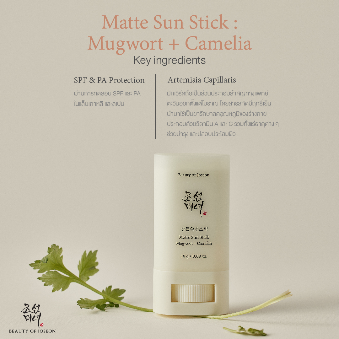 Beauty of Joseon Matte Sun Stick ครีมกันแดด แบบแท่ง : Mugwort + Camelia ...