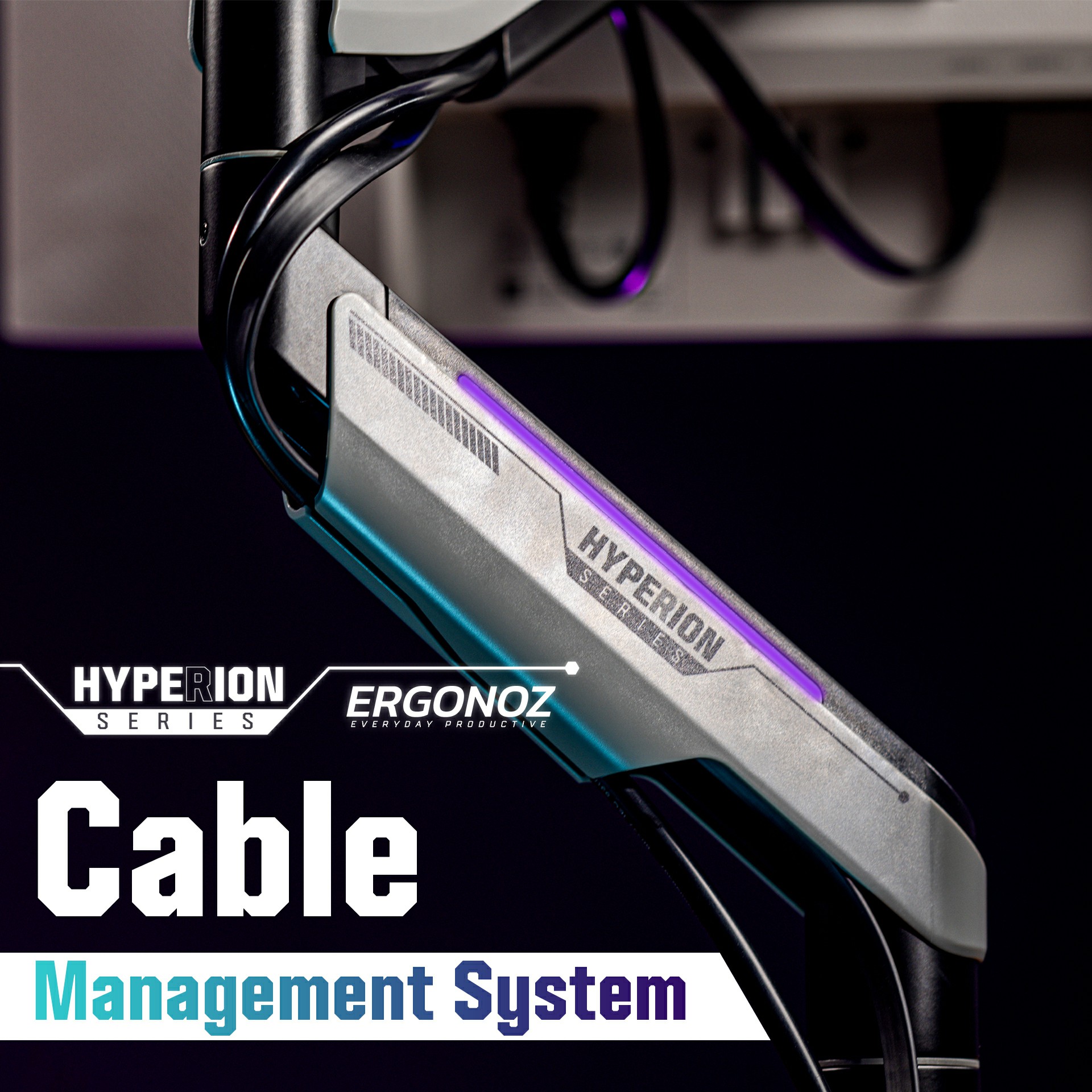 ERGONOZ Hyperion Heavy Duty RGB Monitor Arm แขนจับจอ ขาตั้งจอ ...