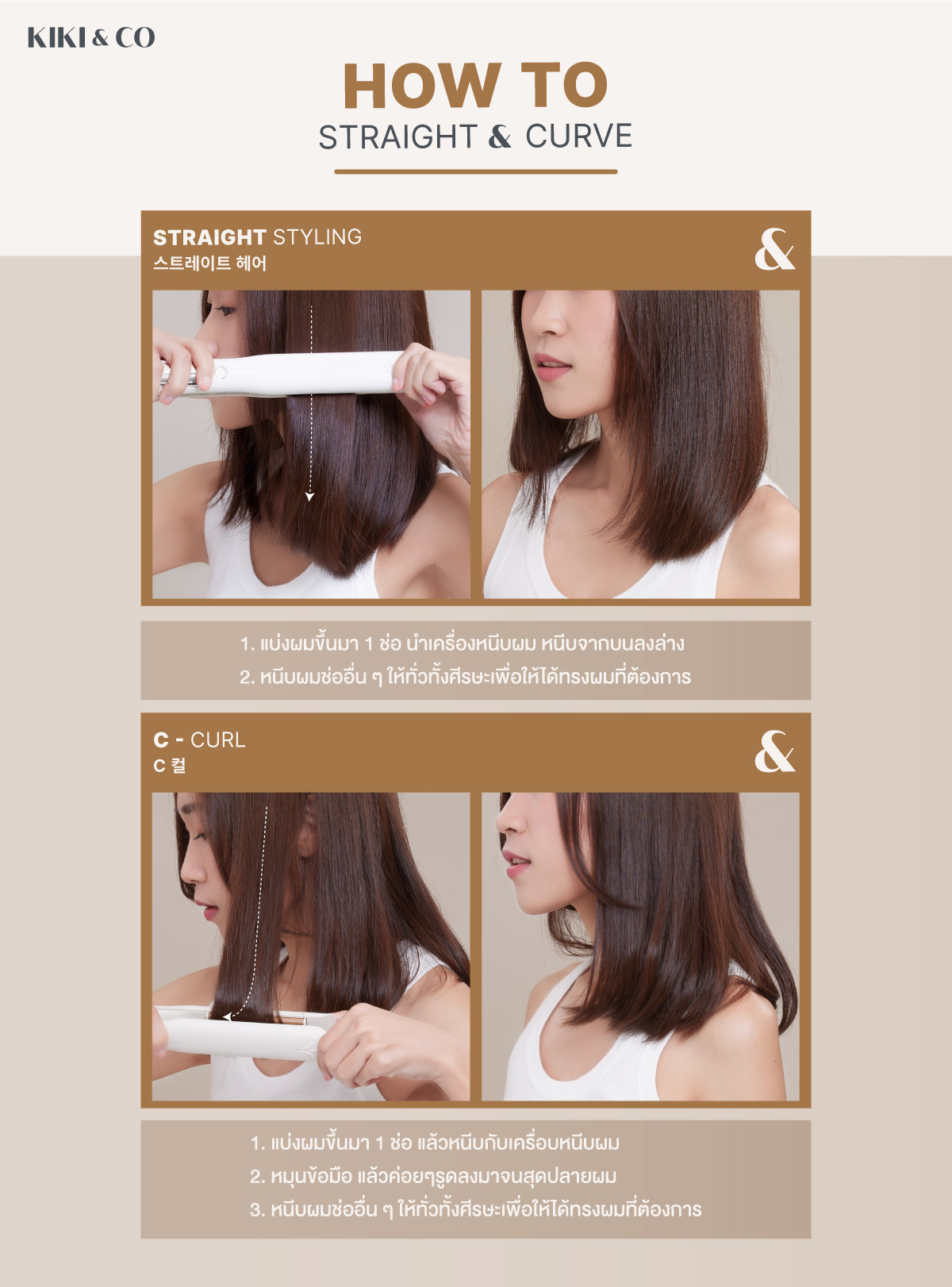 [รับประกัน 1ปี ]KIKI&CO Straight& Curve เครื่องหนีบผมตรง ม้วนผม มีมอก.ระบบไอออนลบ 30ล้าน ให้ผมดู ...