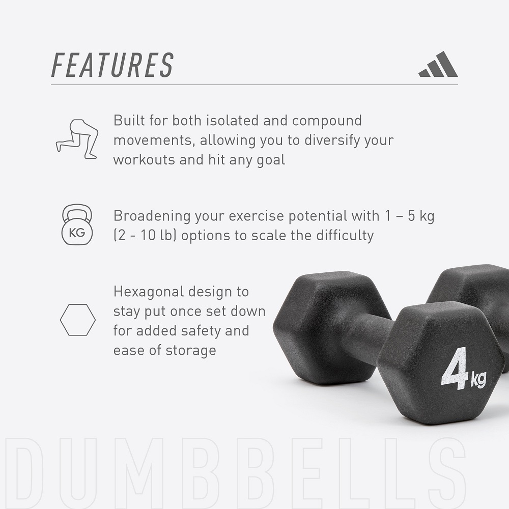 Adidas ดัมเบล - 4 กก. (คู่) (Dumbbells - 4Kg Pair) | Shopee Thailand