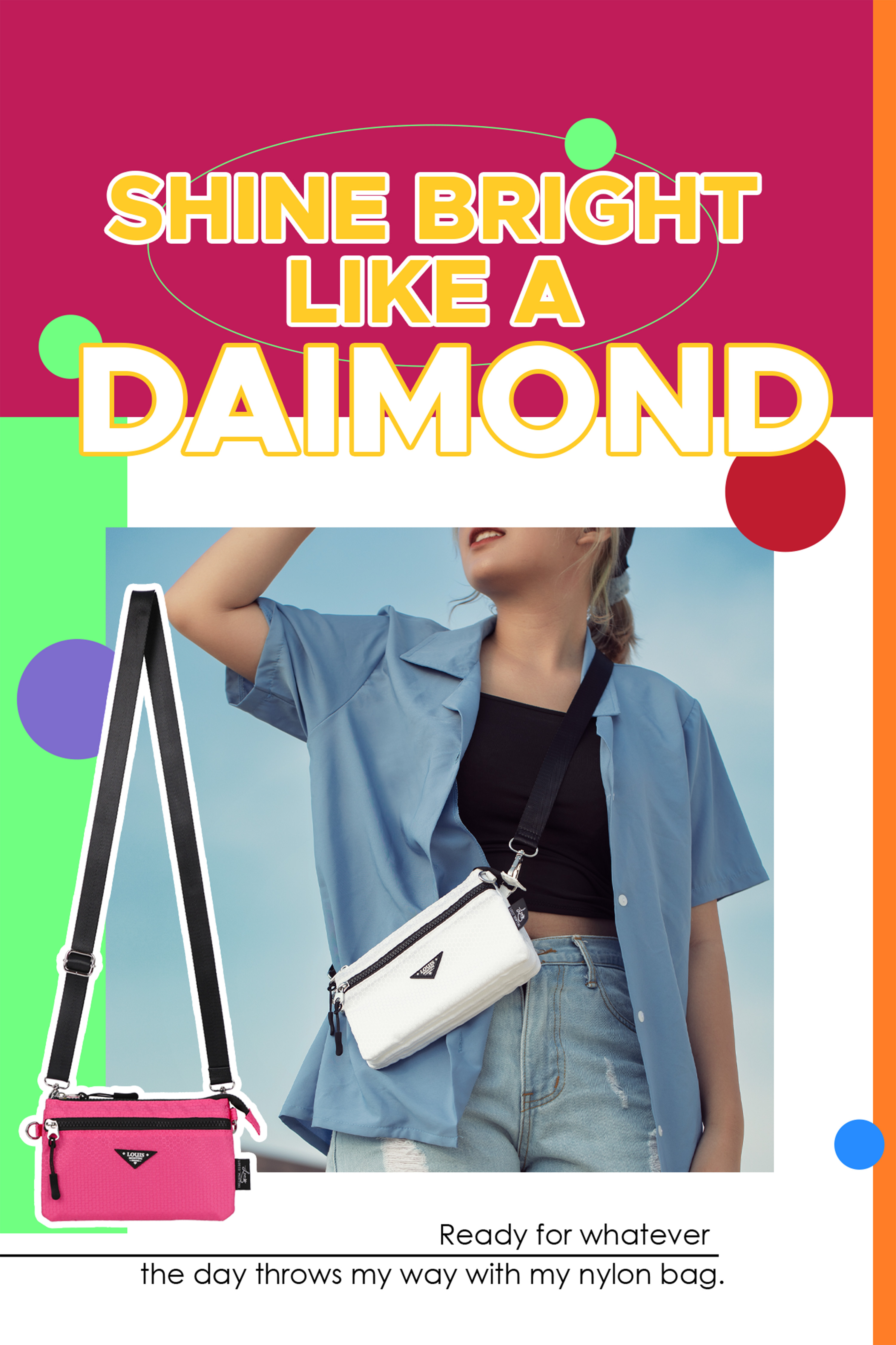 [ส่งด่วนฟรี] Louis Montini ( Nylon Bag ) กระเป๋าสะพายข้าง ผู้หญิง ใบ ...