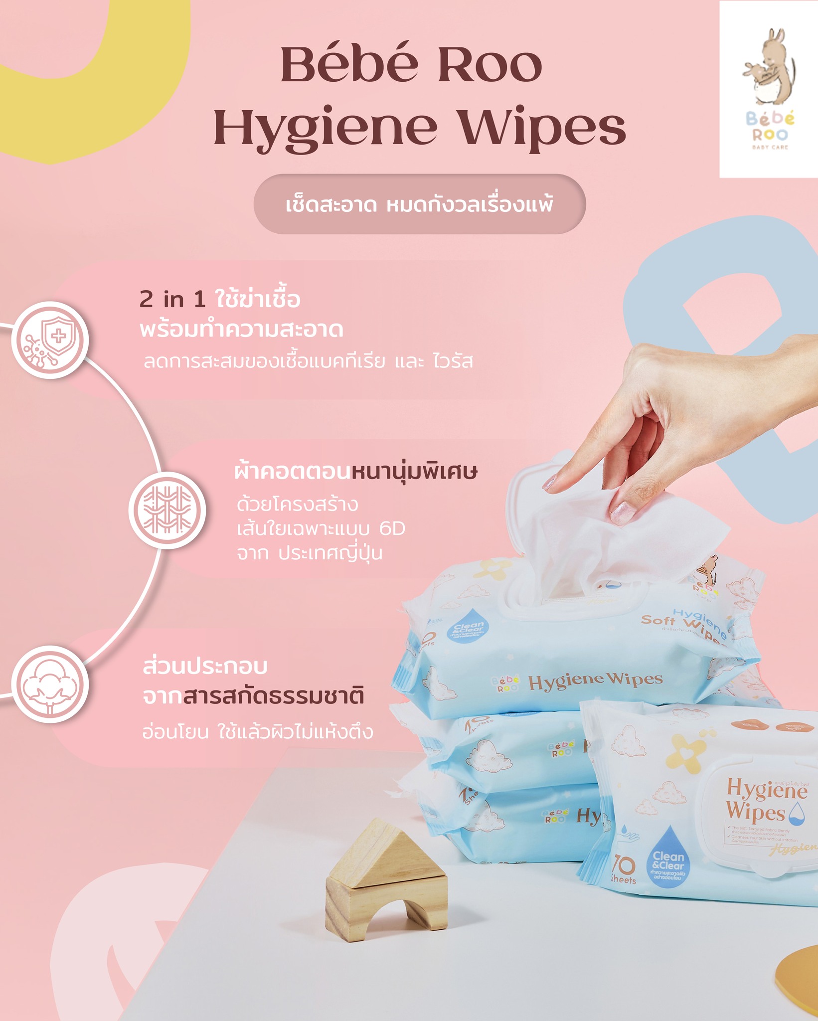 Bébé Roo Baby Hygiene Wipes & Baby Wipes | ผ้าเช็ดทำความสะอาดผิวแบบ ...