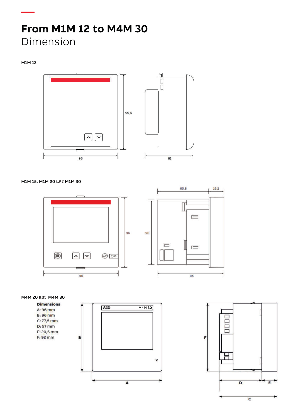 ABB เพาเวอร์มิเตอร์ M1M 20 Modbus TCP/IP Power Meter ใช้วัดค่าพลังงานไฟฟ้า # 2TAZ662014R2000 ...