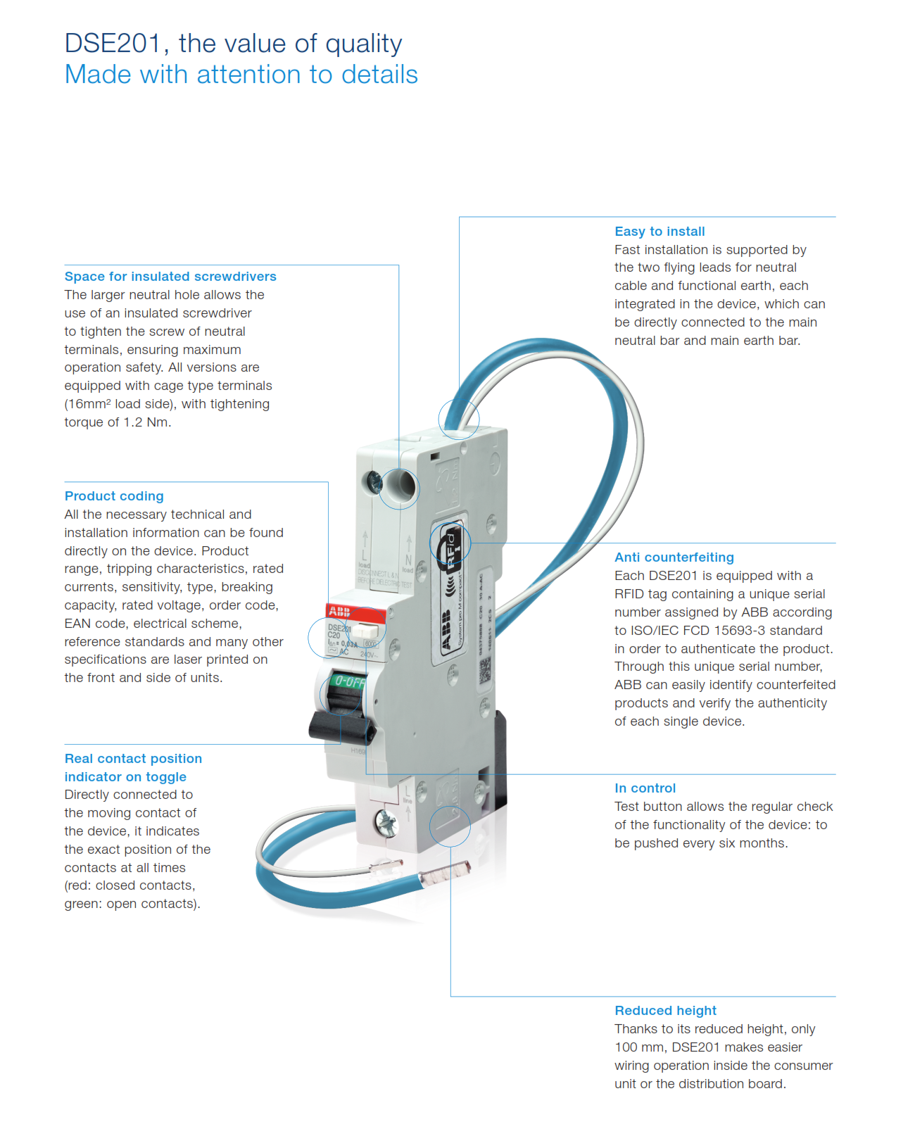ABB เบรกเกอร์กันดูด RCBO DSE201 (6A-50A) AC30 1P 6kA Type AC สามารถตัด ...