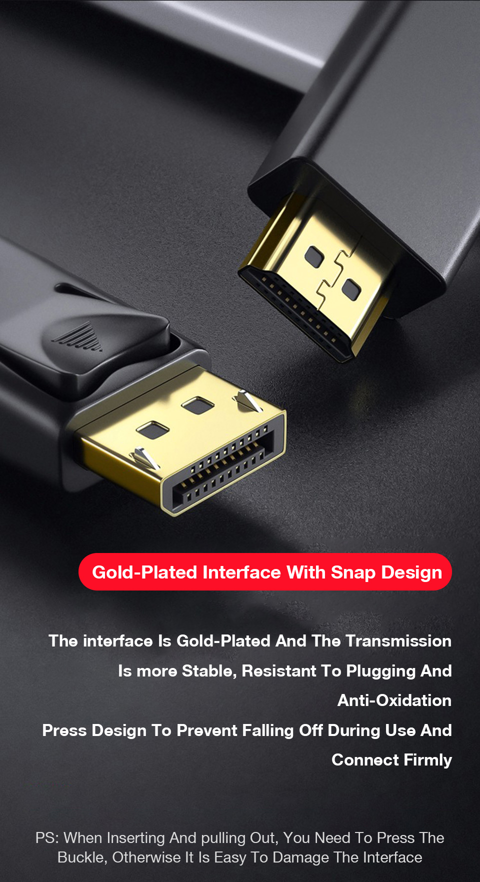 EYD HDTV03 DP To HDMI สายเคเบิล 4K HD รองรับสายสัญญาณเสียงและวิดีโอ 1.8 ...