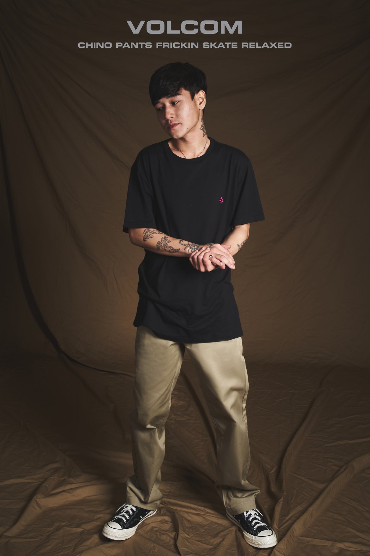 Volcom กางเกงขากระบอกใหญ่ ผ้าชิโน่ FRICKIN SKATE RELAXD V18 | Shopee Thailand